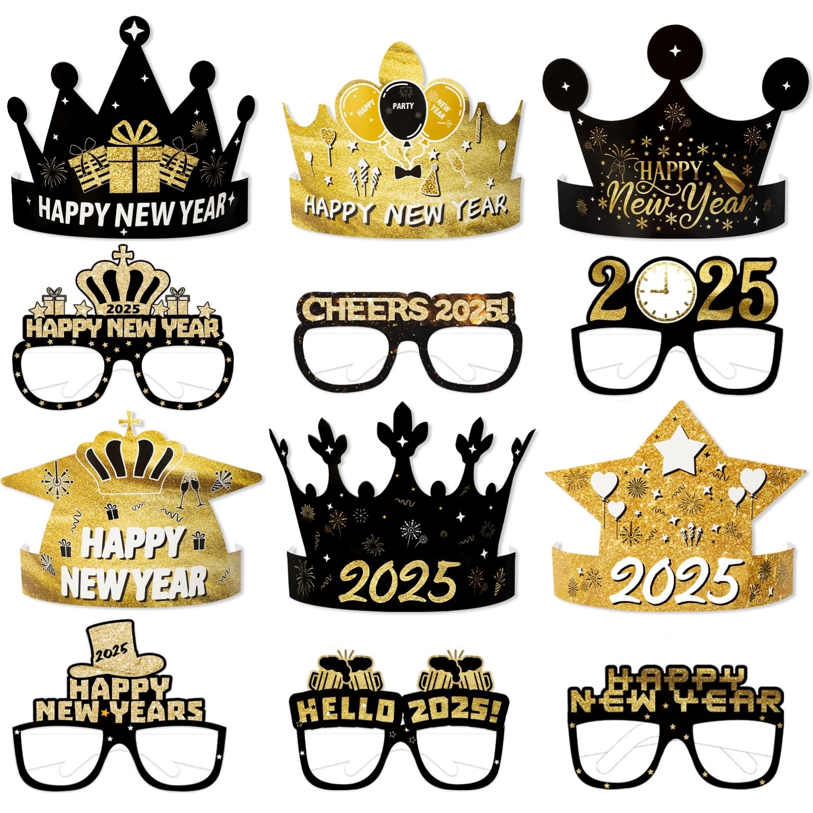 Amazon.com: YVAINE 24 Pieces New Years Eve Party Supplies 2025 Happy ...