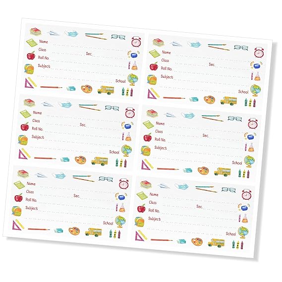 PG Creations School Copy Notebook Name Stickers for School, Kids, 90x51 ...