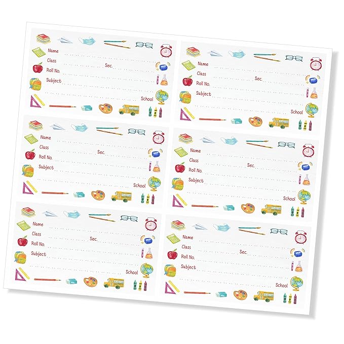 PG Creations School Copy Notebook Name Stickers for School, Kids, 90x51 ...