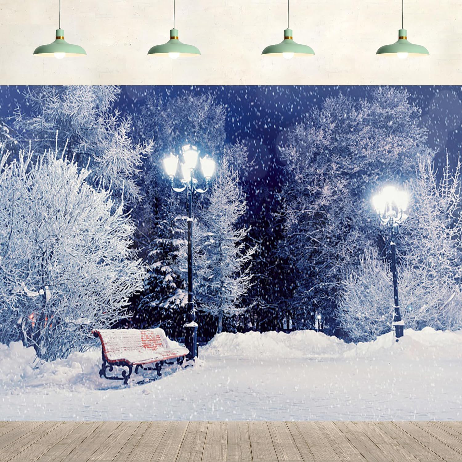 Amazon.com : 8x6ft Winter Snow Forest Backdrop Night Park Snowy Tree ...