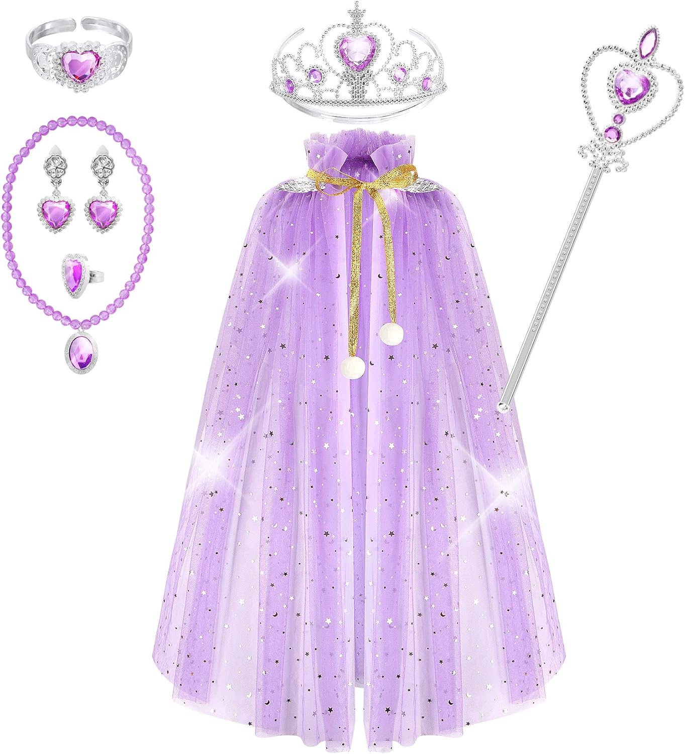 Amazon.com: Fedio Princess Cape Set 7 Pieces Girls Princess Cloak with ...