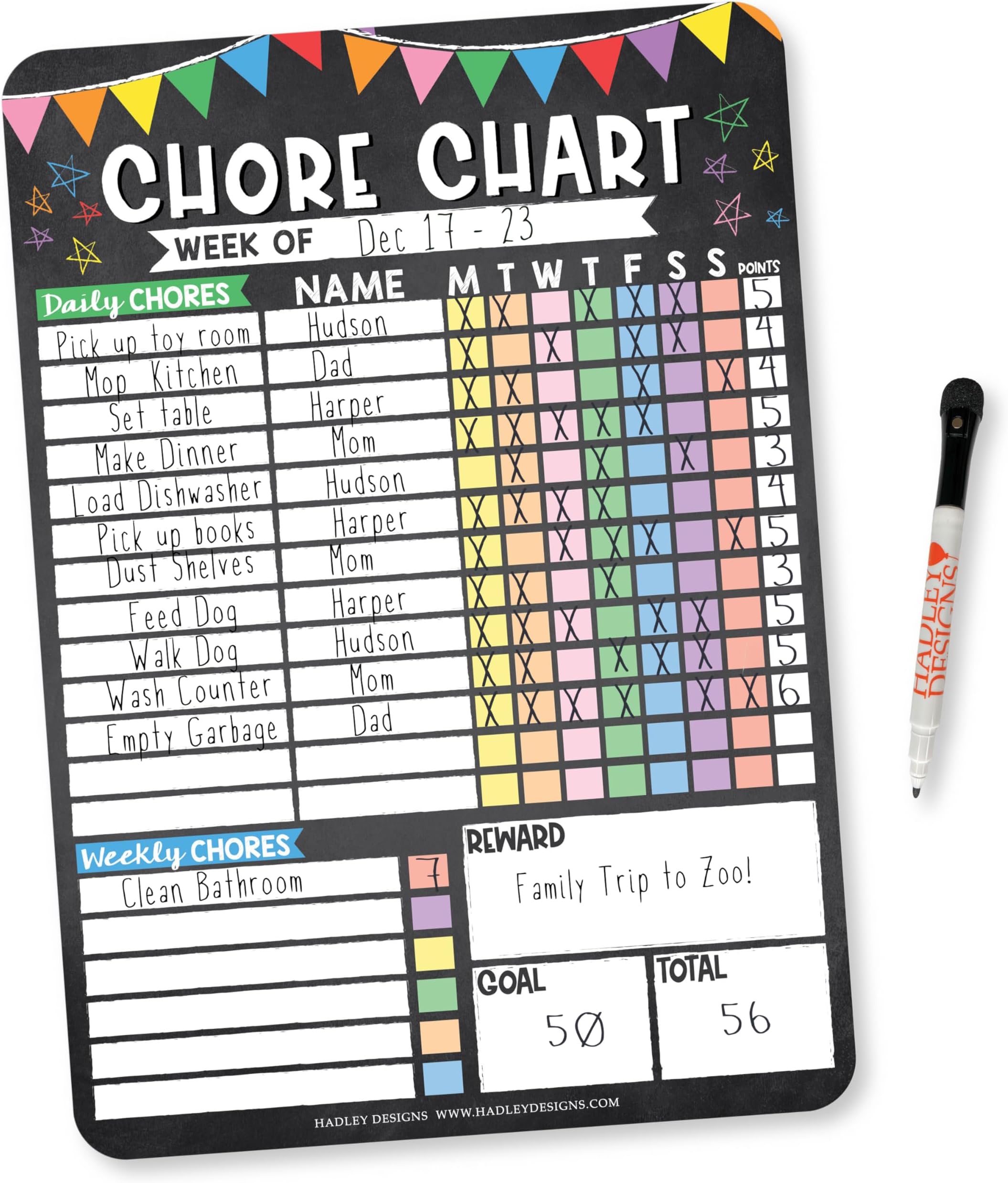 Amazon.com: Magnetic Chore Chart for Kids – Reward System for Kids, Dry ...