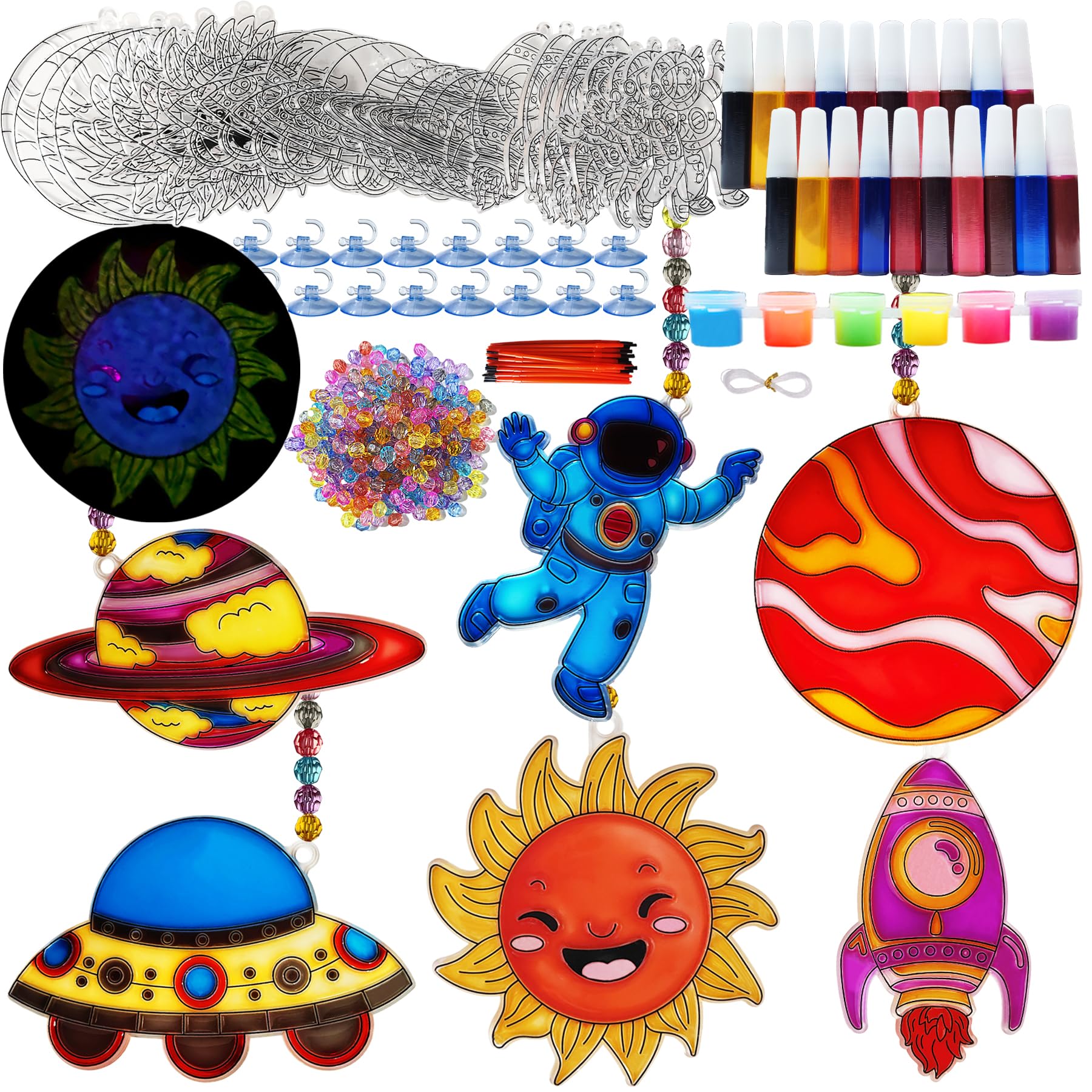Amazon.com: Ayhuhra 30 Sets DIY Window Art Craft Solar System Sun ...