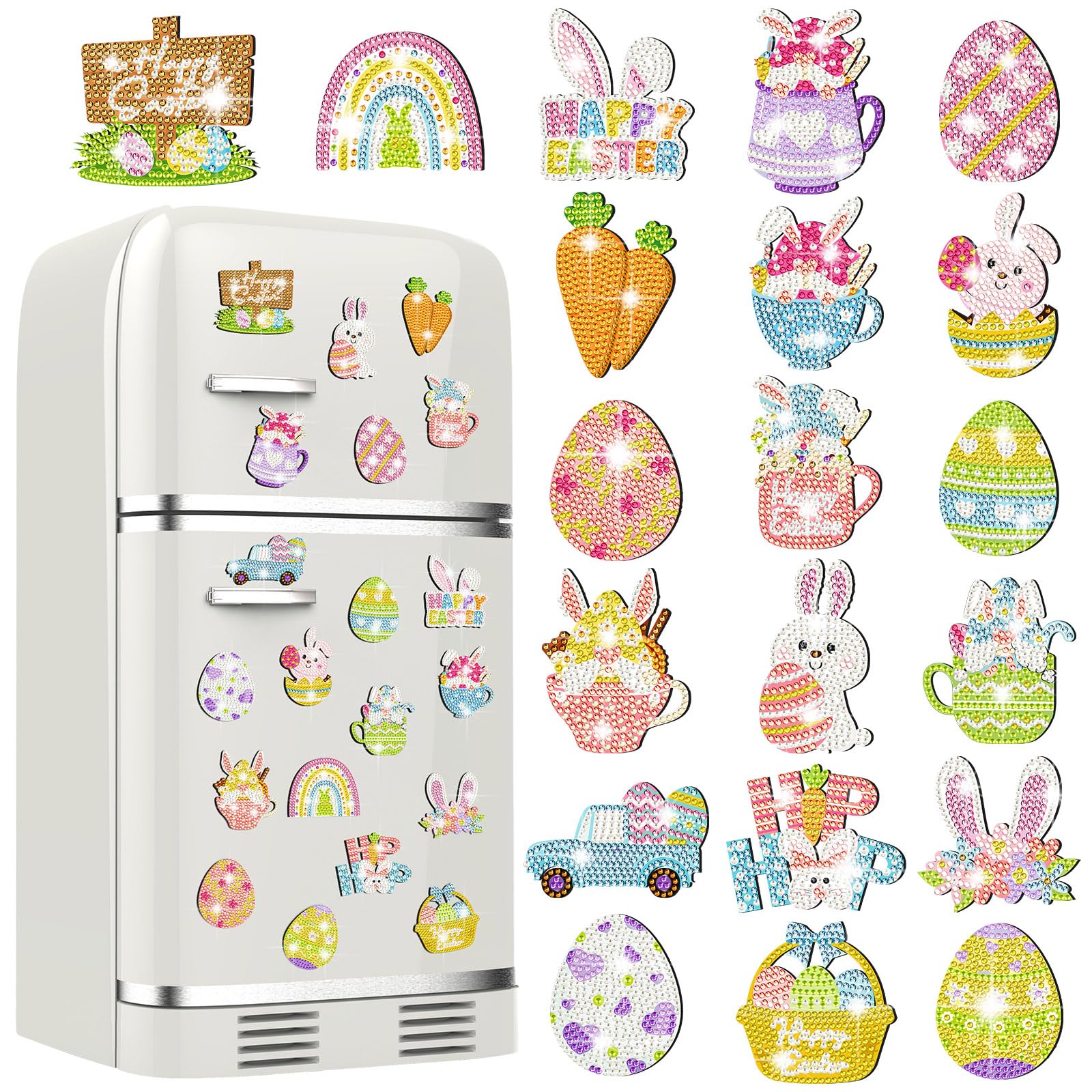 Amazon.com: Crowye 20 Pcs Easter Diamond Painting Magnets Easter ...