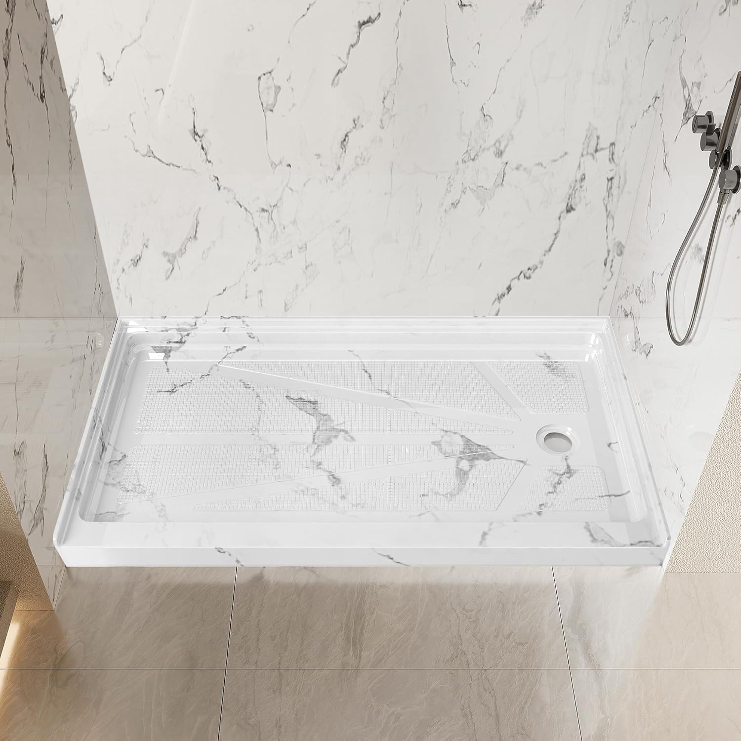 CKB 60 in. L x 34 in. W Single Threshold Shower Base, Right Drain ...