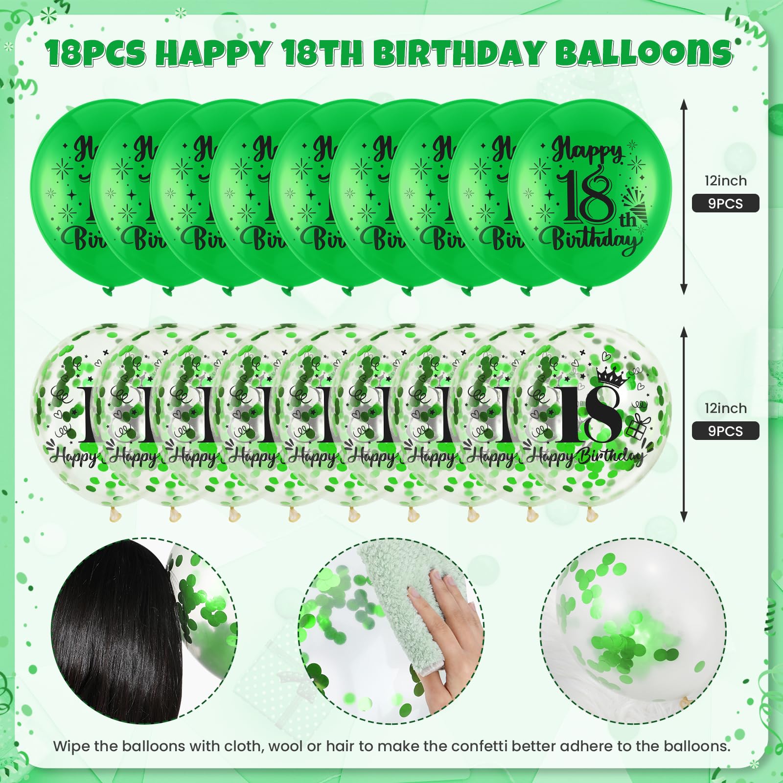 Snapklik.com : CASLON 18pc Green 18th Birthday Balloons & Confetti ...
