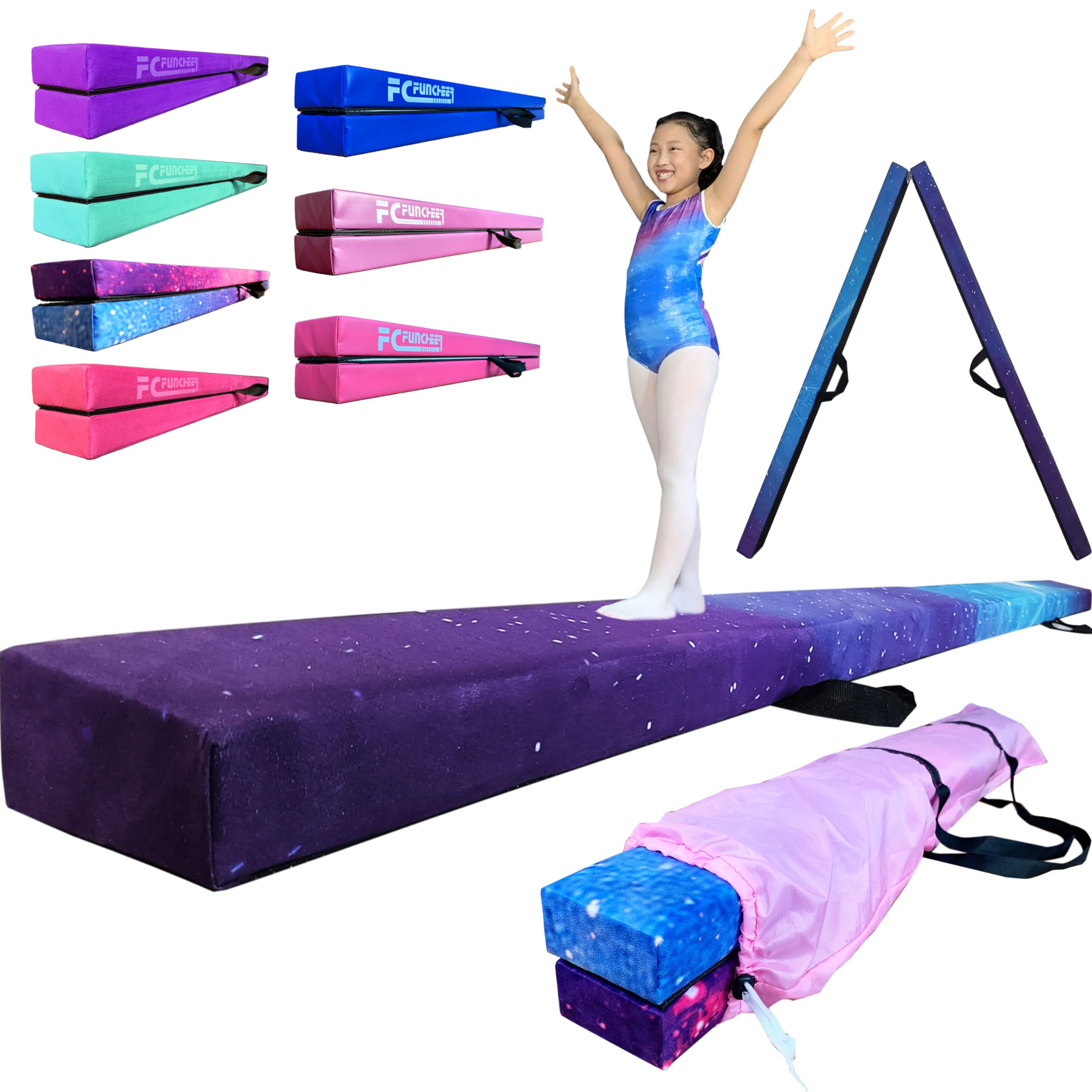 FC FUNCHEER 8FT Folding Balance Beam -Gymnastics Beam -Wood core Floor ...