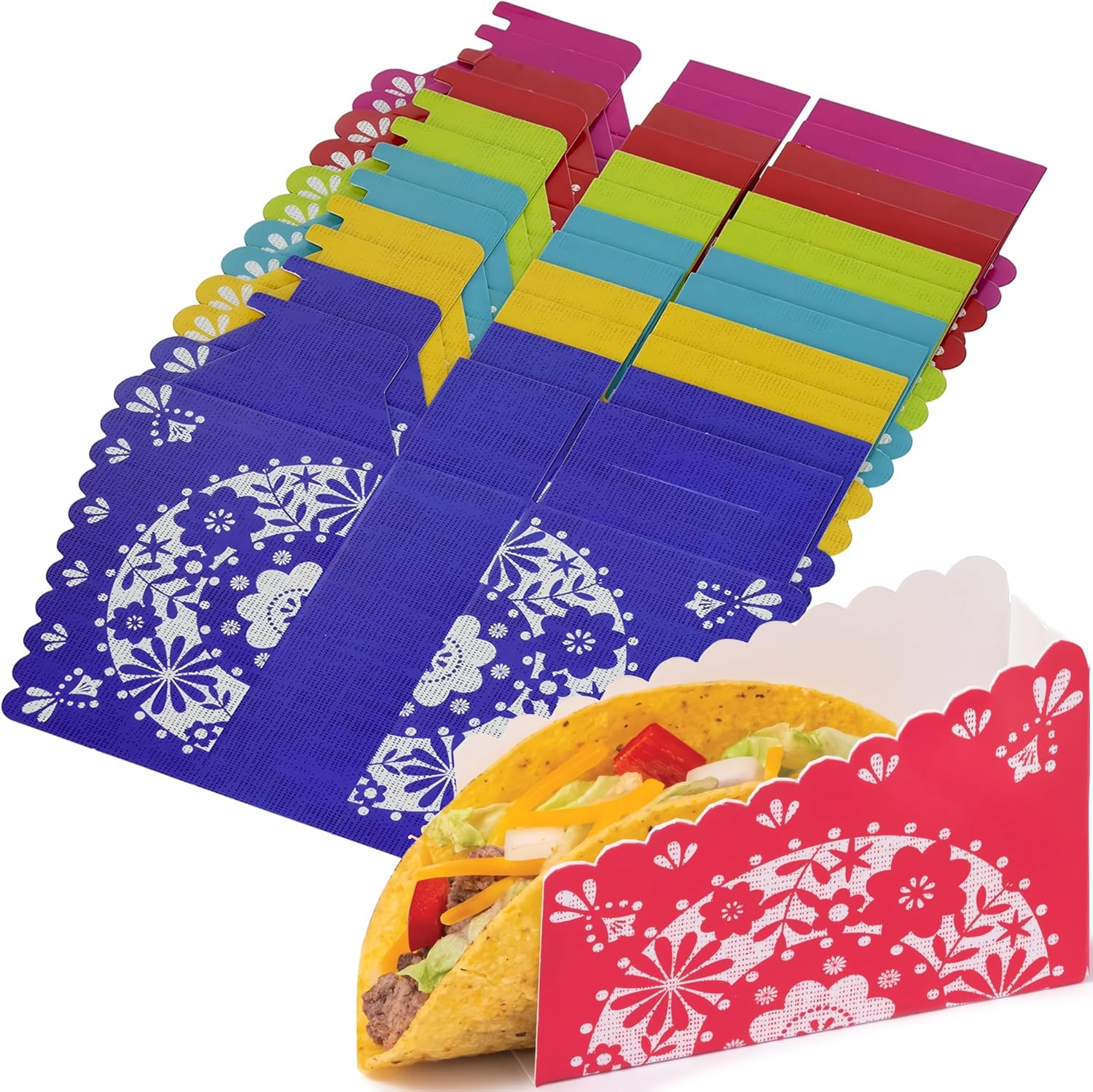 Amazon.com: Vibrant-Colored Cardboard Taco Holders (4.7"x 3.2") - Pack ...