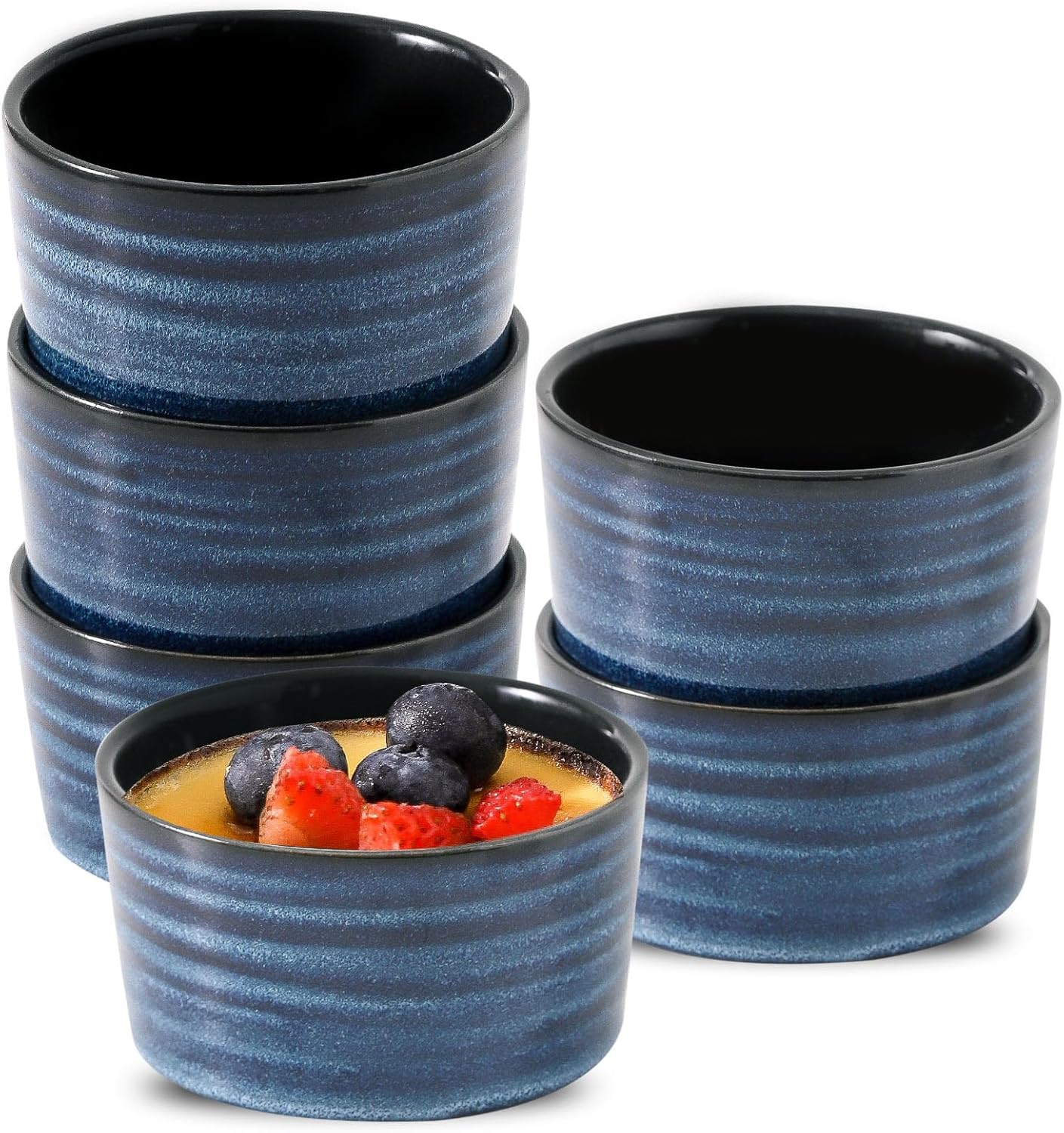 Ramekins 4 oz, Ceramic Sauce Ramekins Set of 6, Small Soufflé Dishes ...