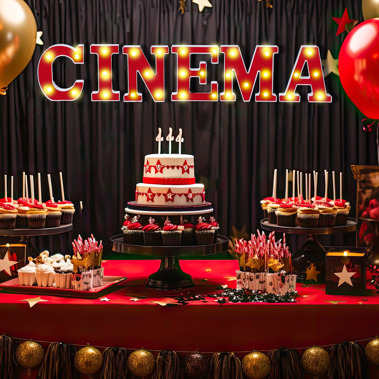 Amazon.com: Aurelema Cinema Light up Letters Sign Party Decorations ...