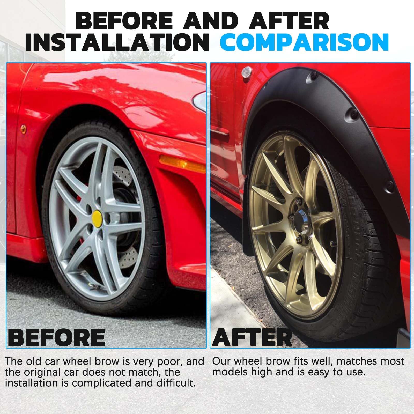 Snapklik.com : 4Pcs Black Universal Car Flexible Fender Flares Wheel ...