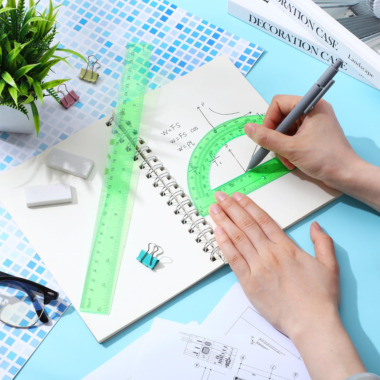 Snapklik.com : Zonon 2 Pack 12 Plastic Ruler And 6 Plastic Protractor ...