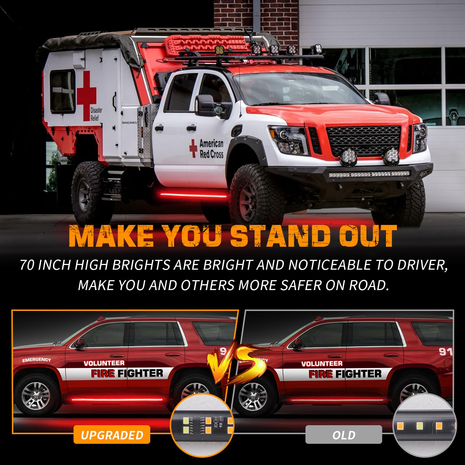 Snapklik.com : 2PCS 60 Inch Red Emergency Lights Strip 720 LED Running ...