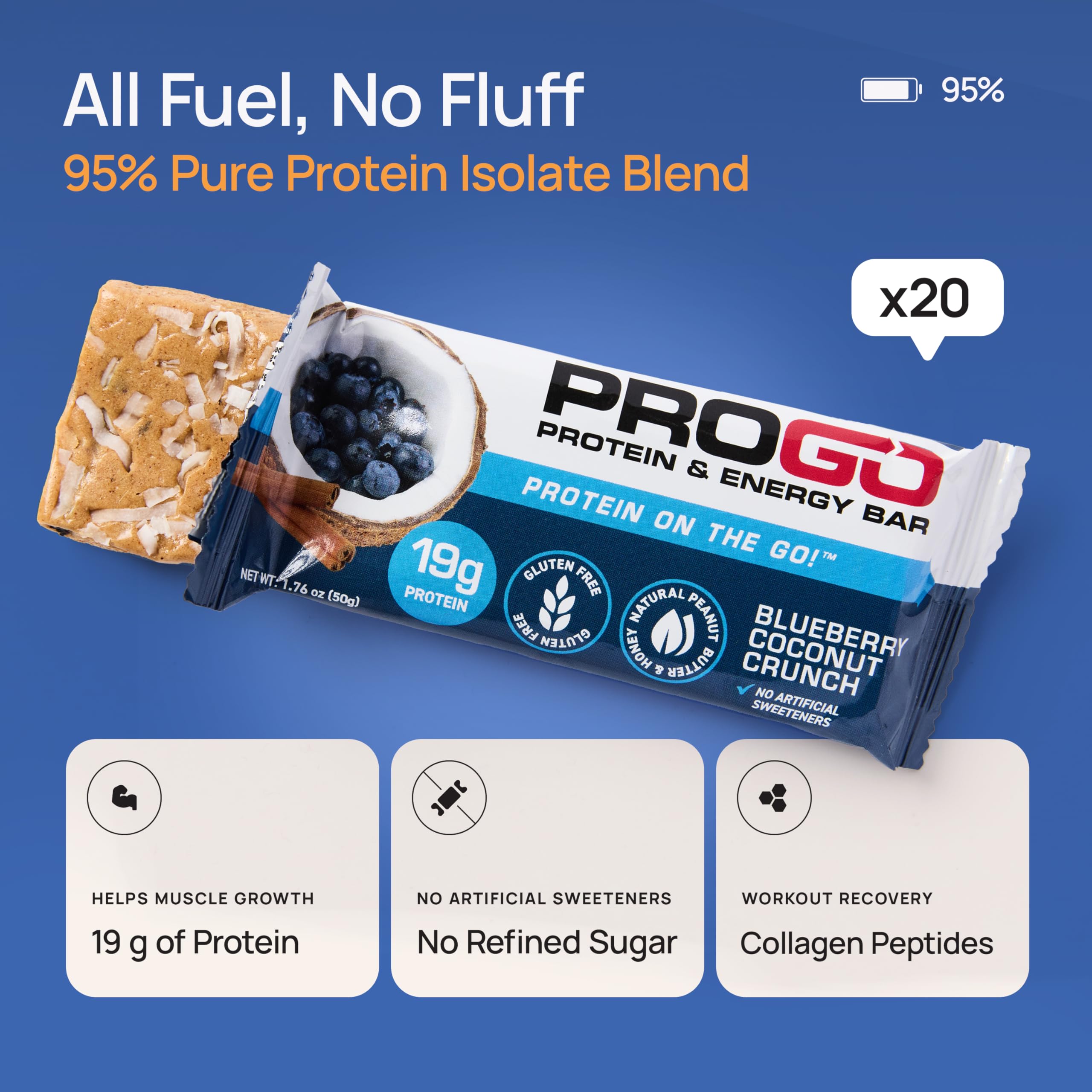 Snapklik.com : ProGo Clean Protein Bars, Energy Bars 19g, 95% Pure ...