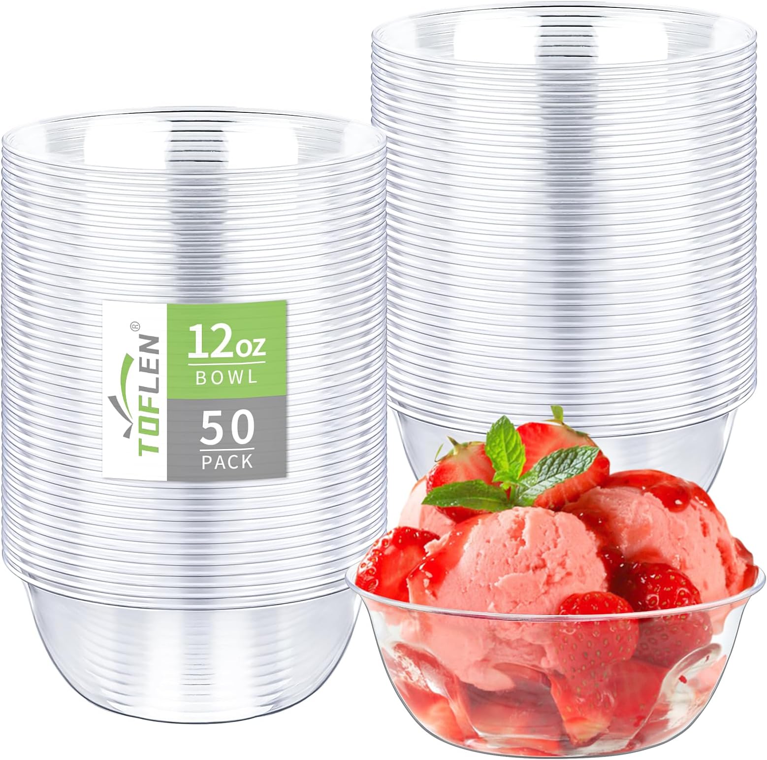 Amazon.com: LDHHYH 100 Pack 300ml / 10oz Hard Plastic Bowls, Disposable ...