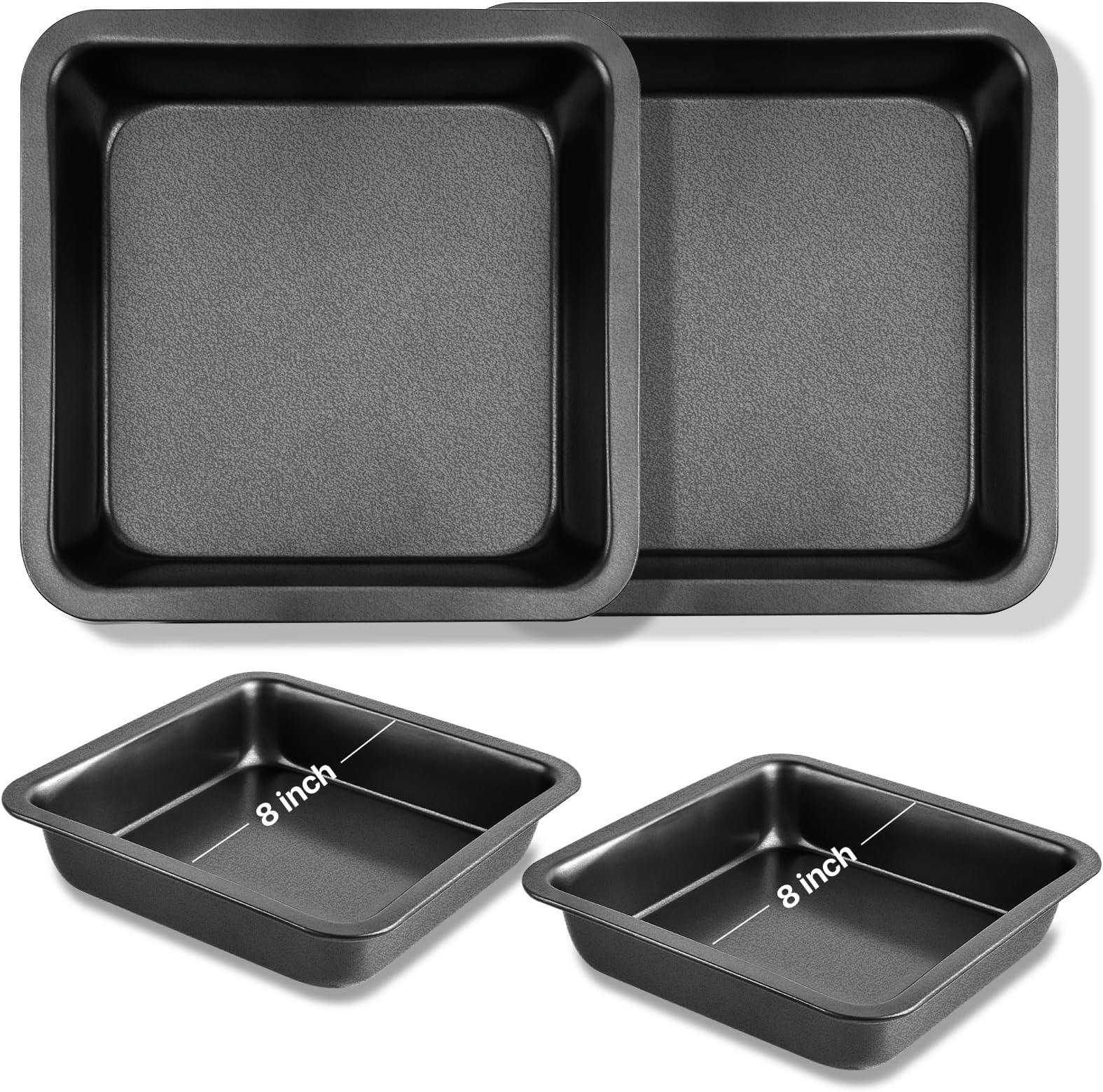 Amazon.com: Lainballow 4 Pcs 8x8 Square Cake Pan, Carbon Steel Brownie ...