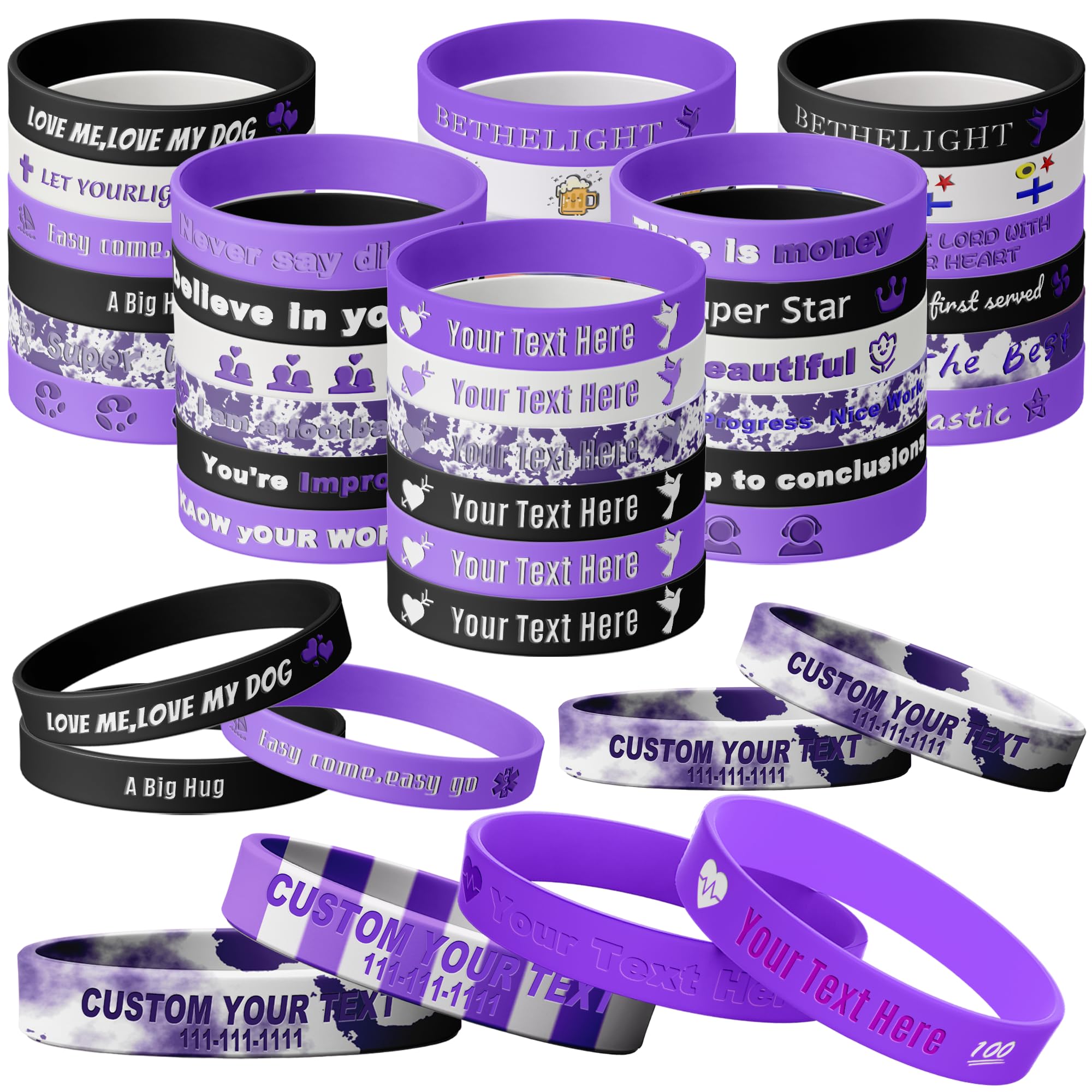 Amazon.com: Auroyagift Custom Rubber Bracelet with Text Message ...