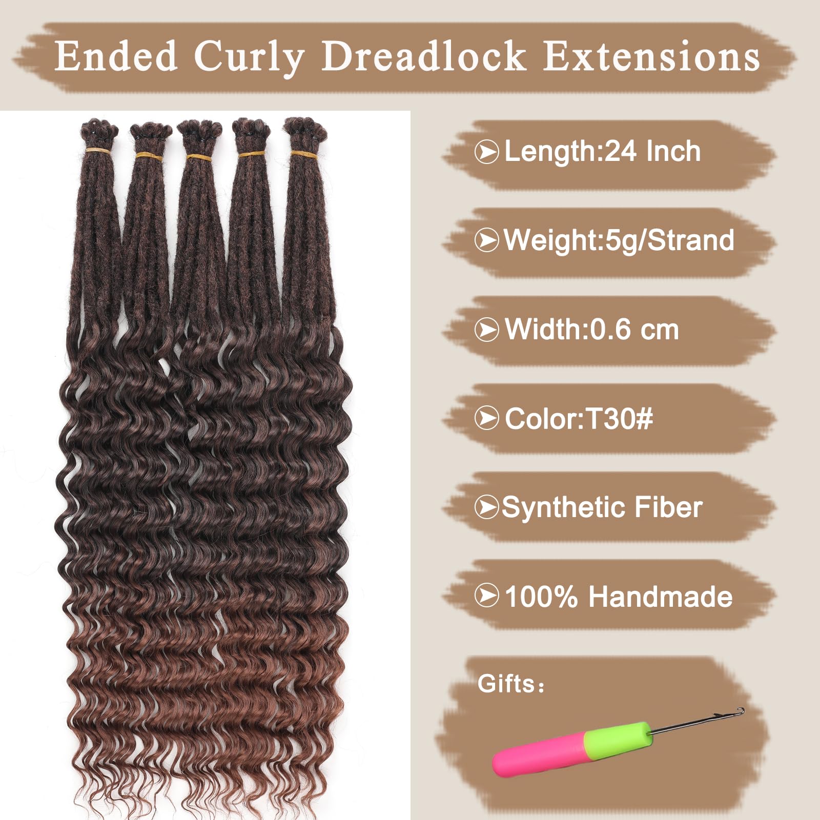 Snapklik.com : 24 Inch Synthetic Wavy Dreadlock Extensions 20 Strands 0 ...