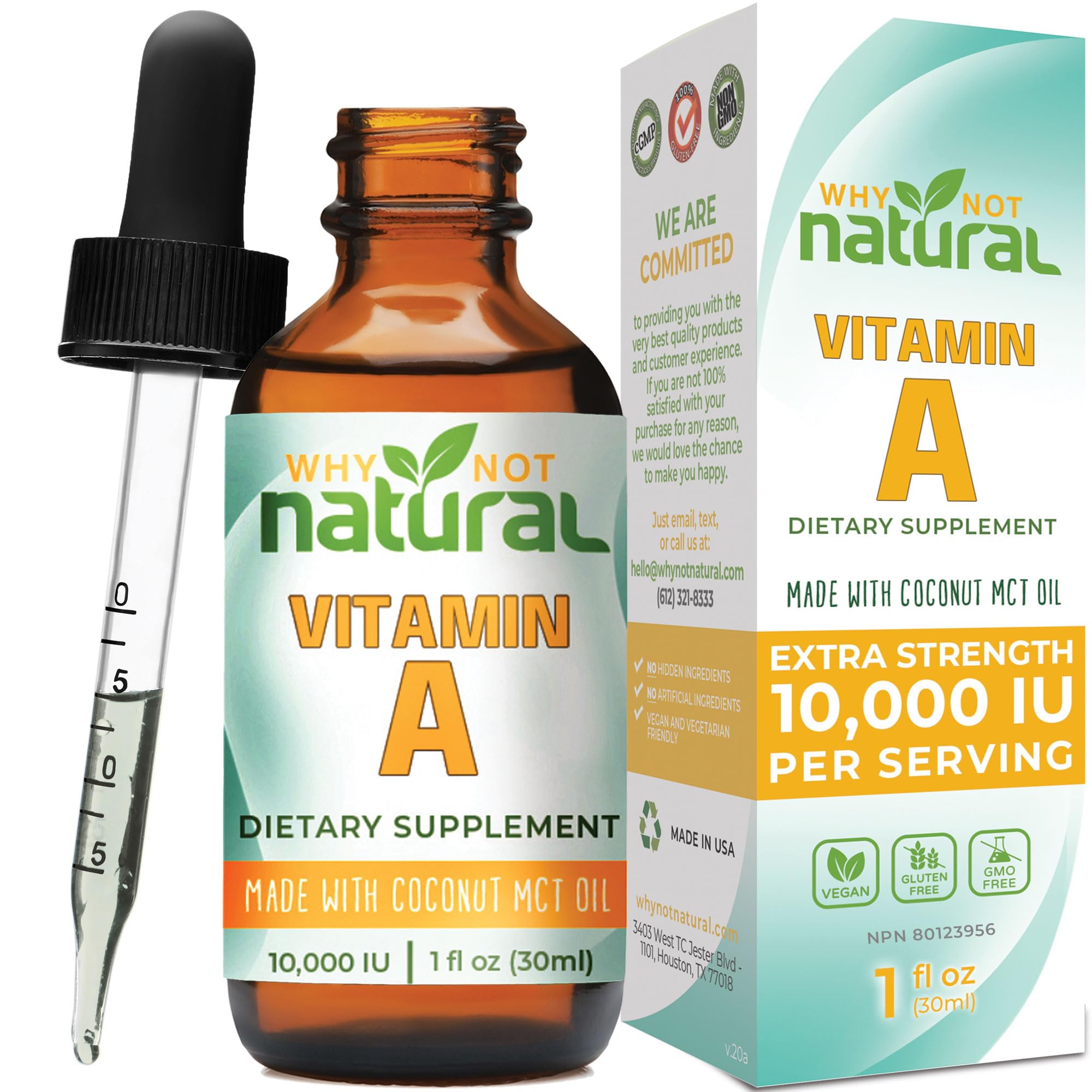Vitamin A Drops 10000 IU - Liquid retinyl Palmitate with Coconut MCT ...