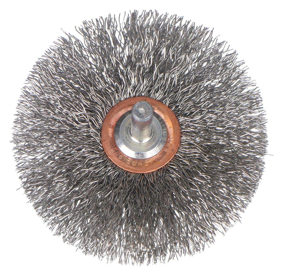 Weiler 17611 2" Stem-Mounted Wire Wheel, .0118 Stainless Steel, 1/4 ...