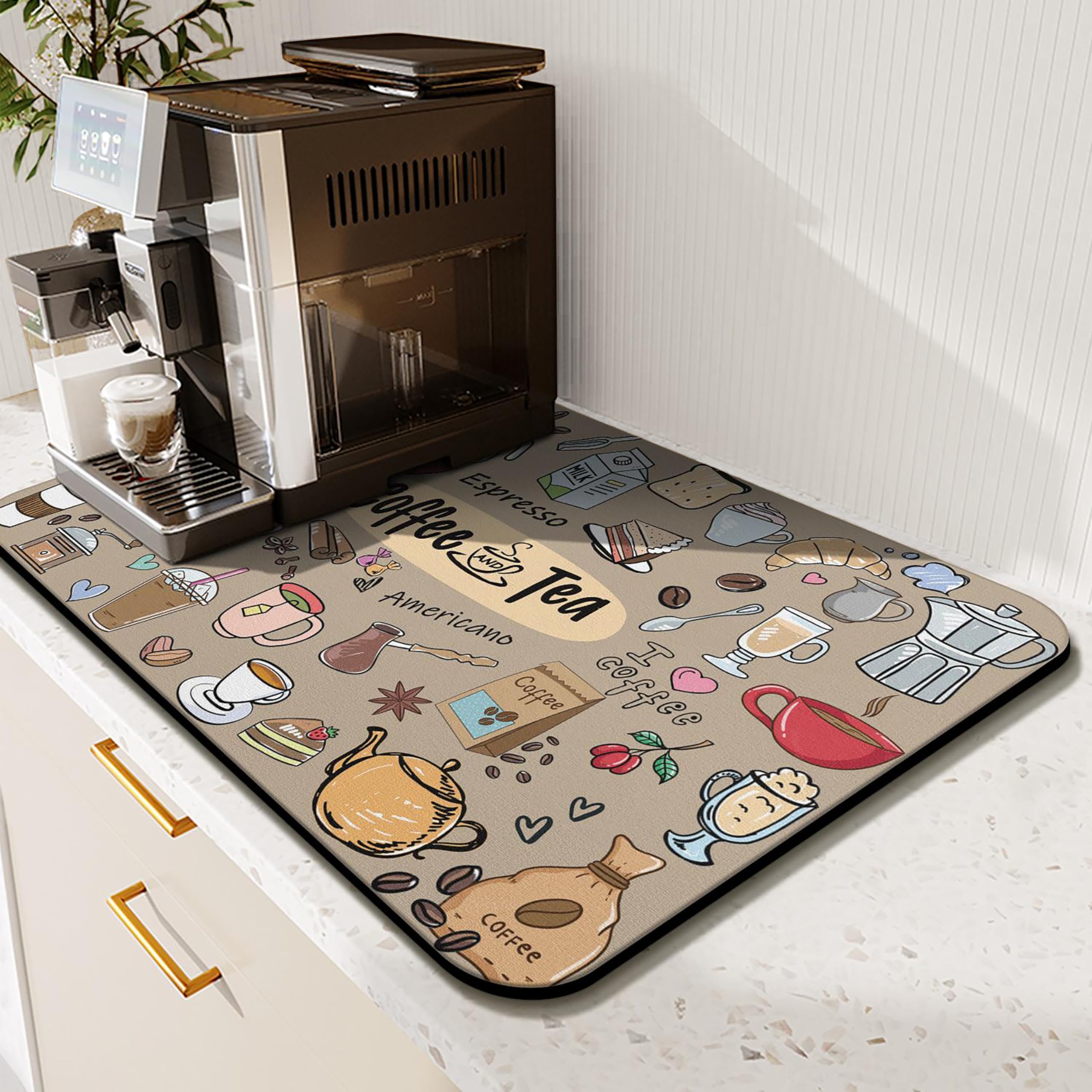 Amazon.com: Dark Brown Dish Drying Mat Coffee Cup Pad For Kitchen Mats ...