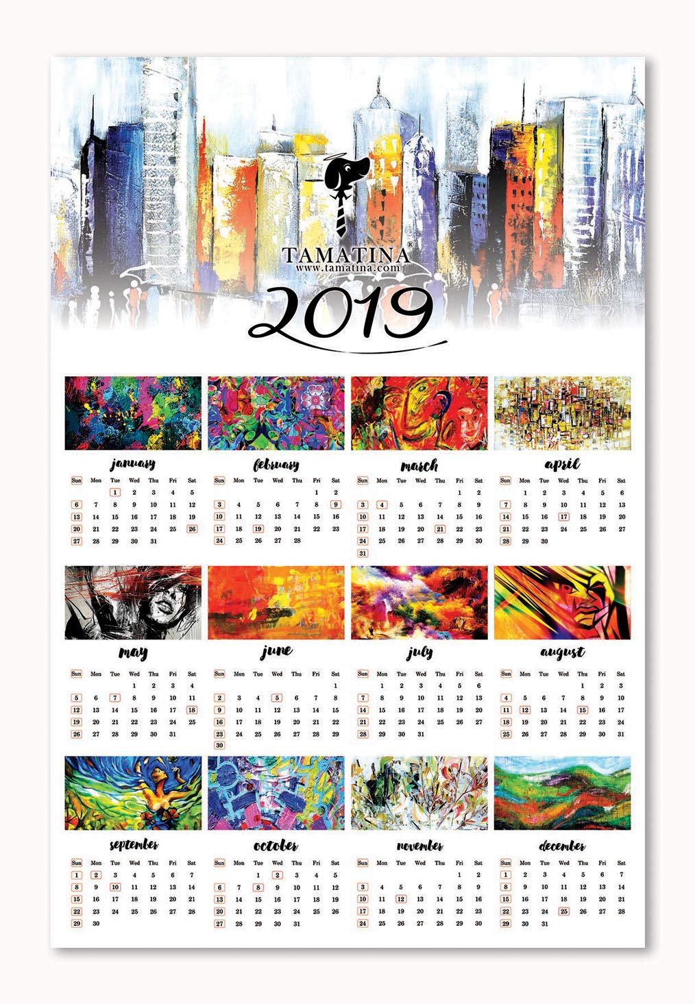 Tamatina 2020 calendar - Modern Art Painting Calendars - Wall Calendars ...