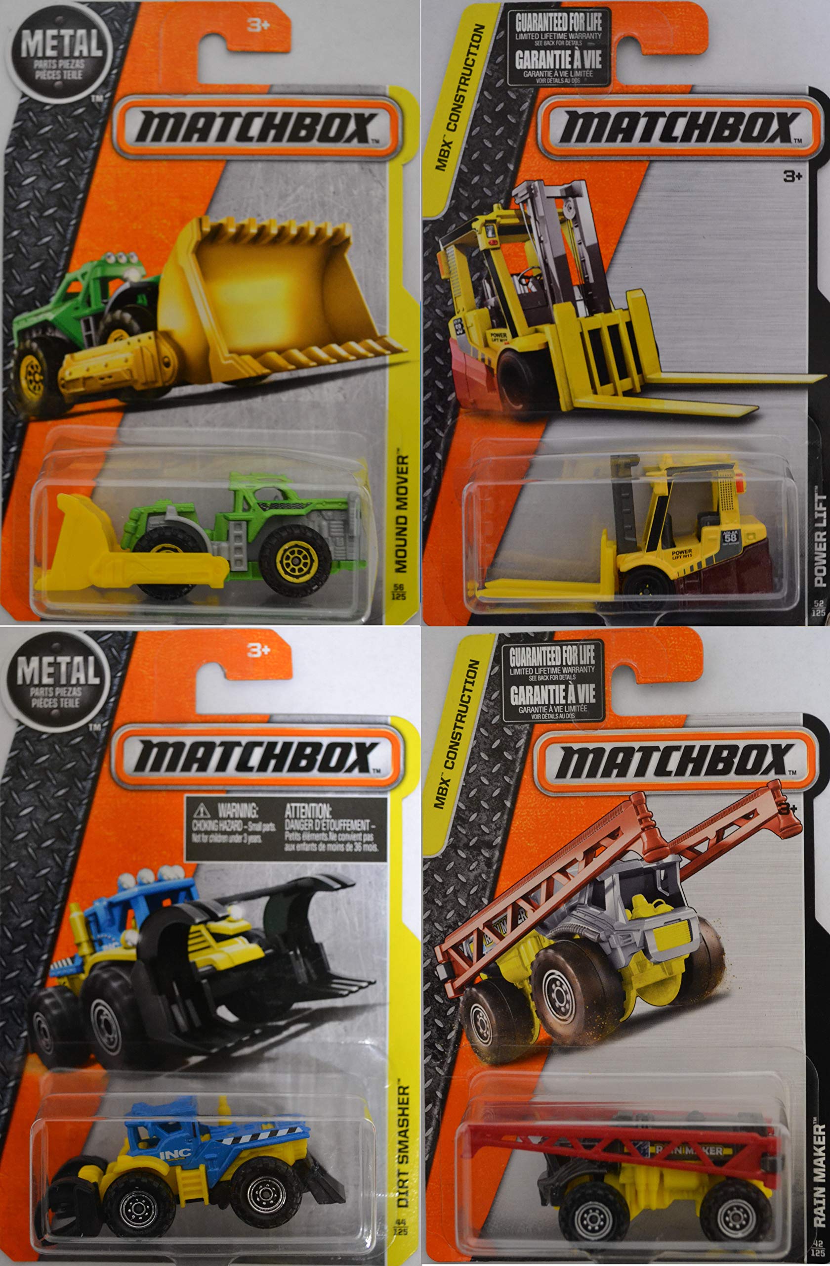 Buy Matchbox 4 Car Pack Constructions Series: Mound Mover, Power Lift ...