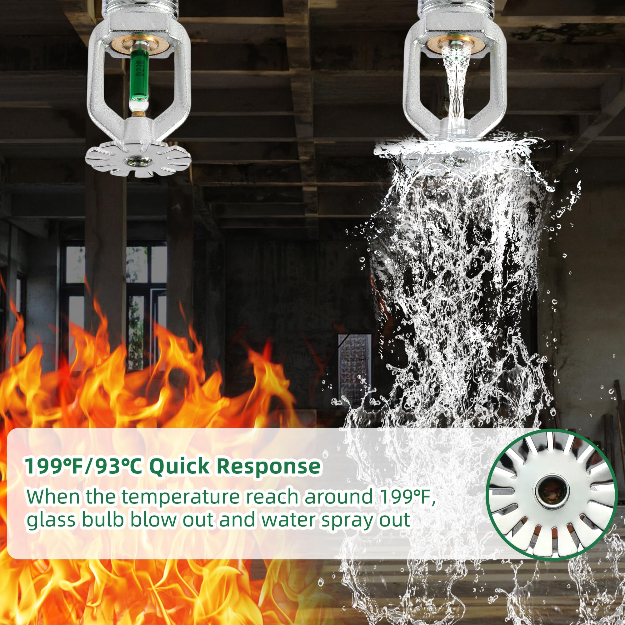 Fire Safety Sprinklers ACYOGIE 6-Pack Fire Sprinkler Heads - 155°F ...