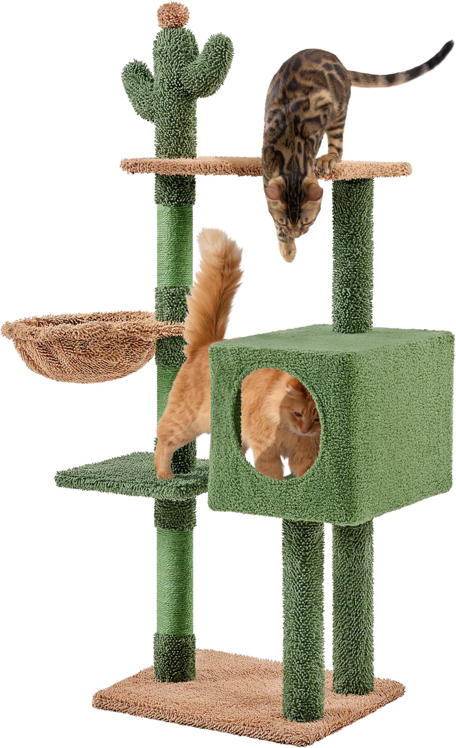 Yaheetech 133cm Cactus Cat Tree, Cute Cat Tree Tower w/Sisal Covered ...
