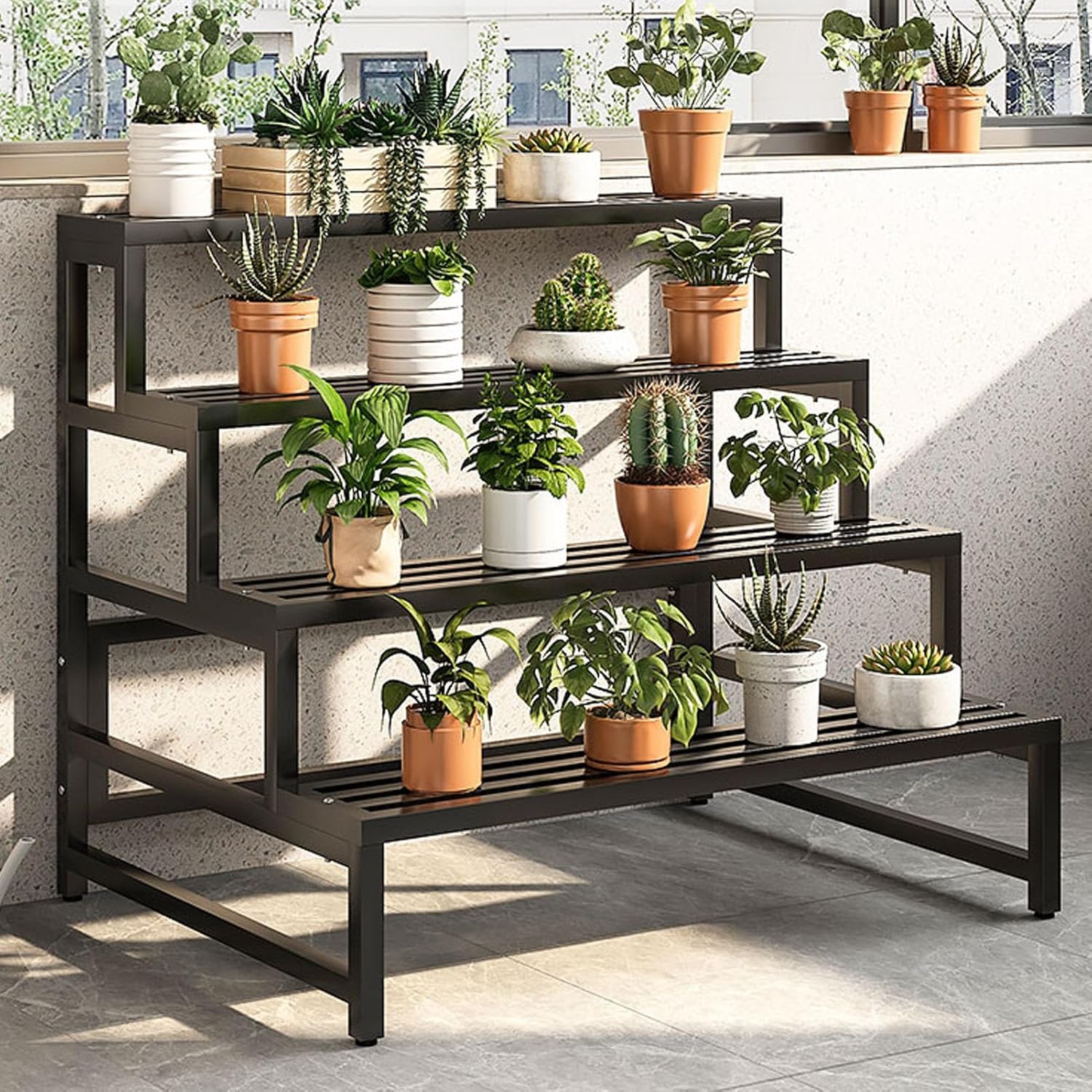 Amazon.com: Snaweo Ladder Plant Stand, 39.4in Tall Metal Plant Shelf, 4 ...