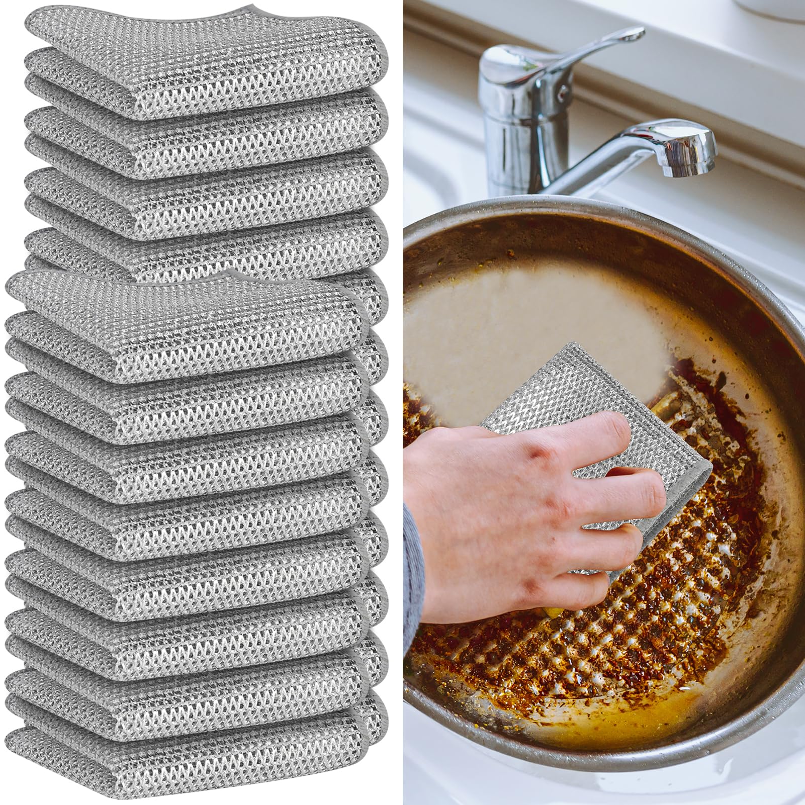 Zuimei 12PCS Multipurpose Wire Dishwashing Rags for Wet and Dry ...