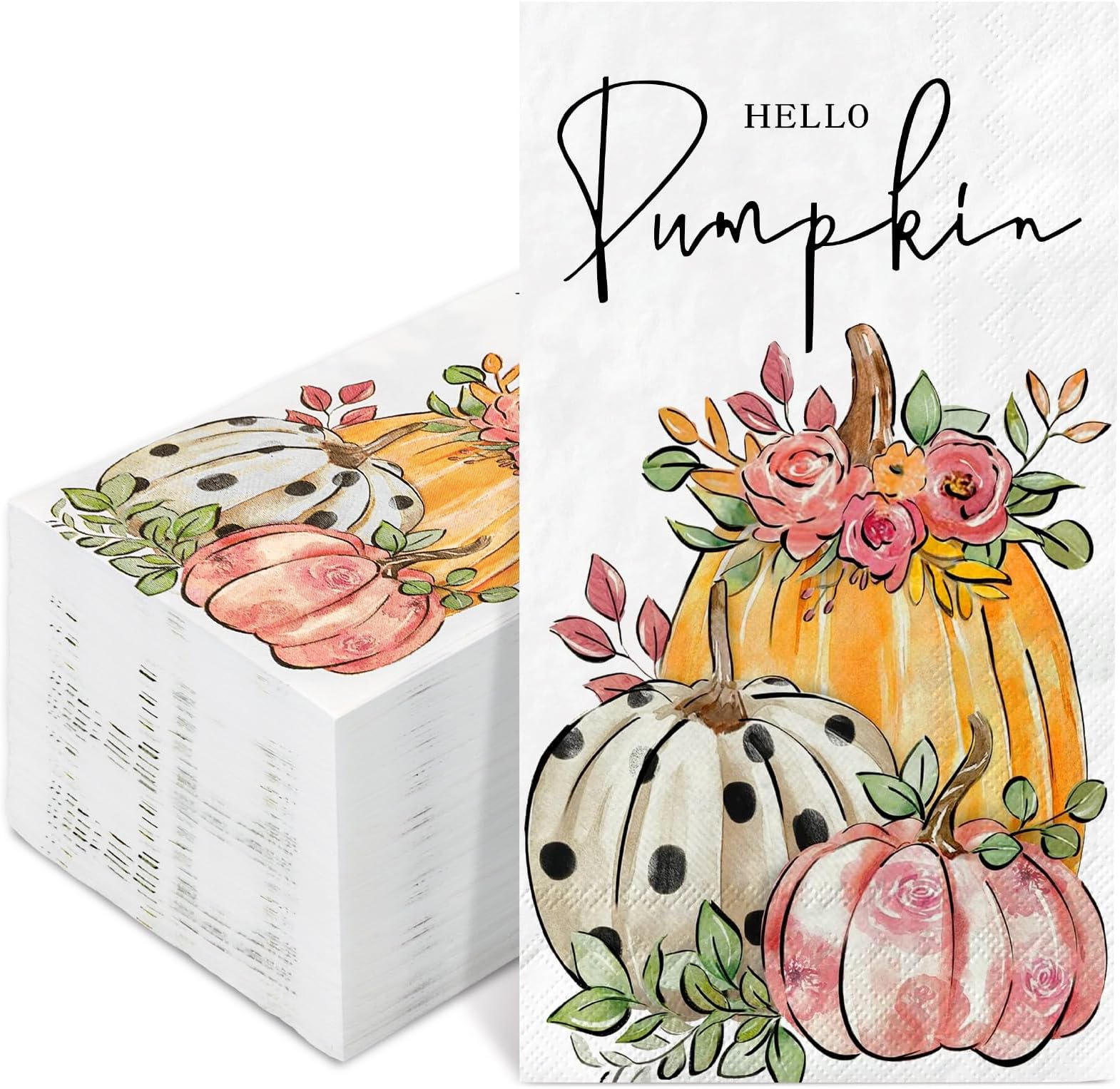 Amazon.com: Generic AnyDesign 50Pcs Fall Guest Napkin Hello Pumpkin ...