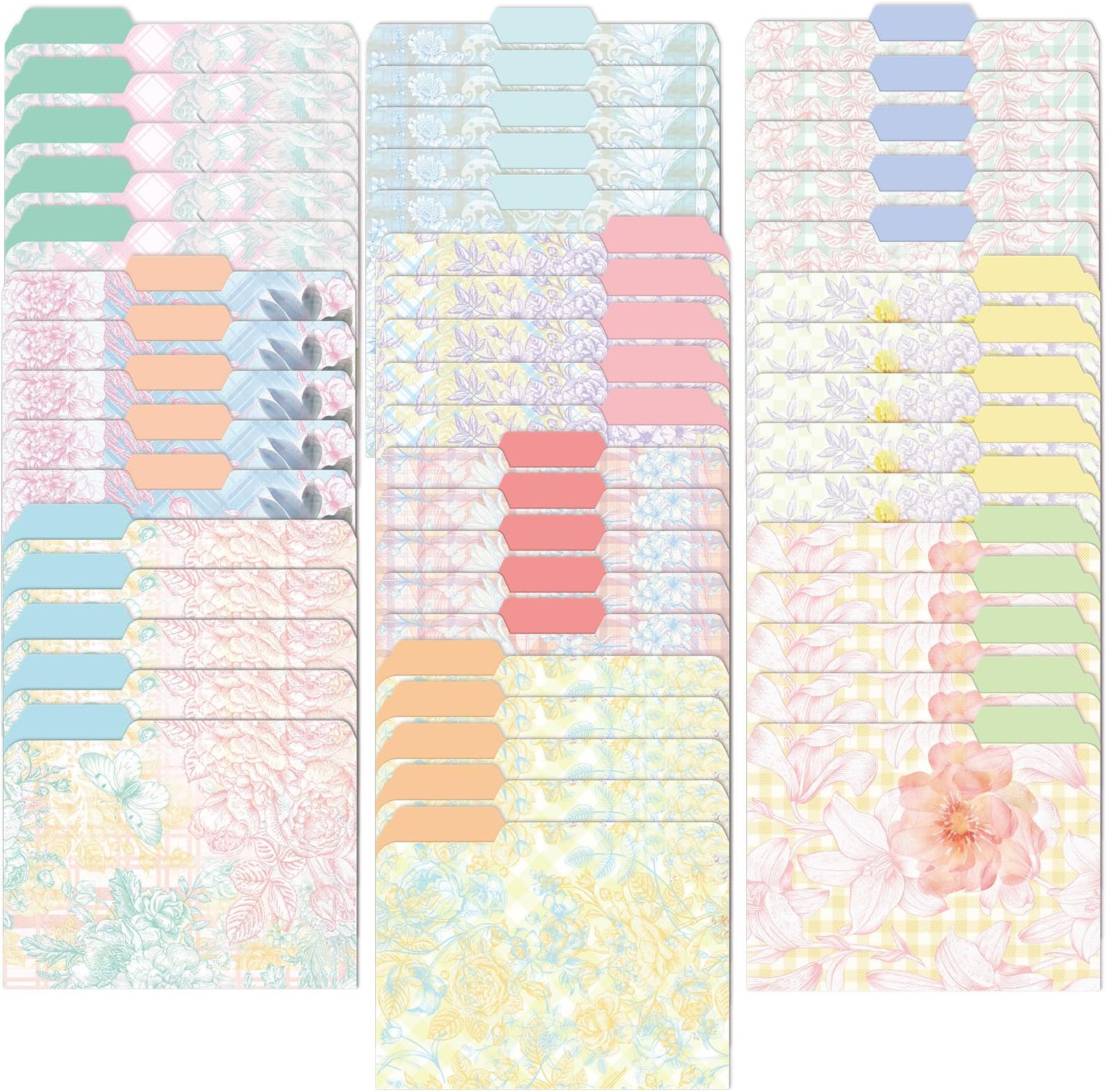 Amazon.com : Qeeenar 50 Pcs Decorative Floral File Folders 1/3 Cut Tab ...