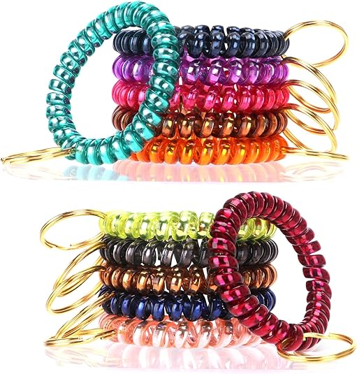 Amazon.com: XXUOD 12 Colors Spring Spiral Wrist Coil Key Chain ...