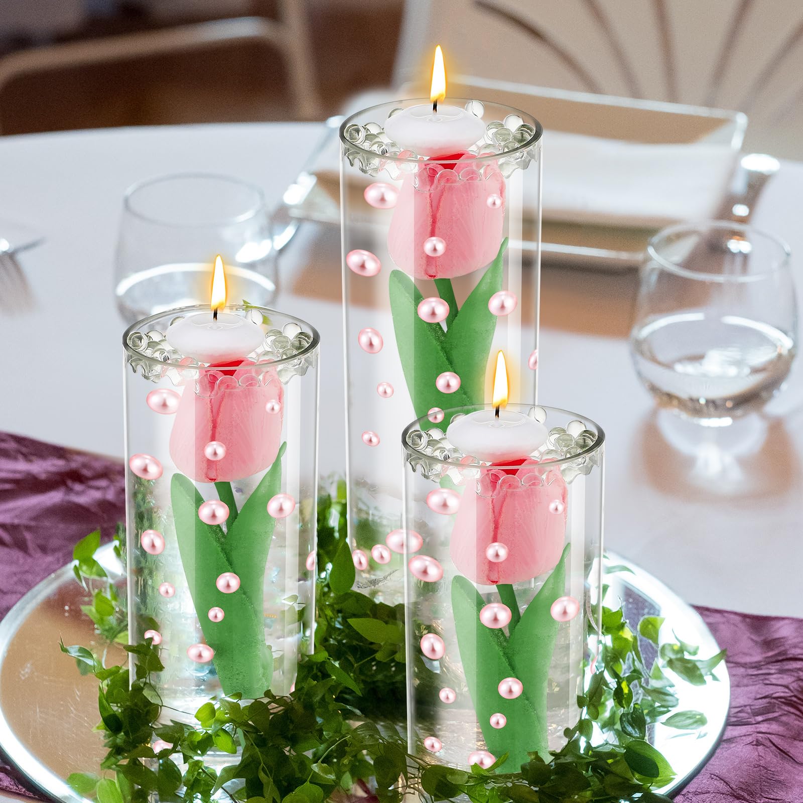 Flower Arrangement In Water With Floating Candle Glass 54 Easy Spring