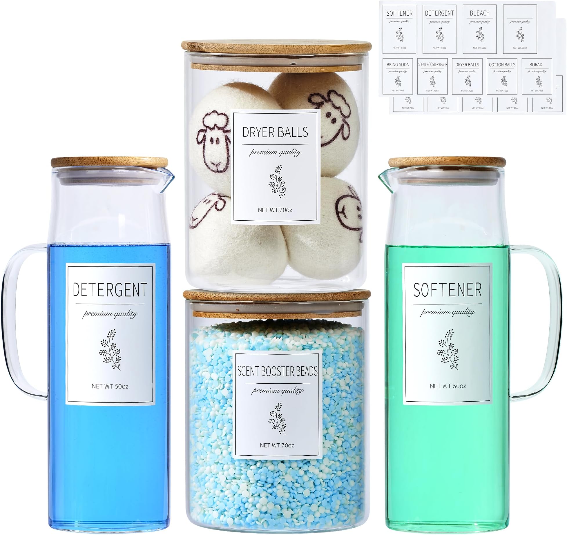 Amazon.com: Glass Laundry Detergent Dispenser Set, Fabric Softener ...