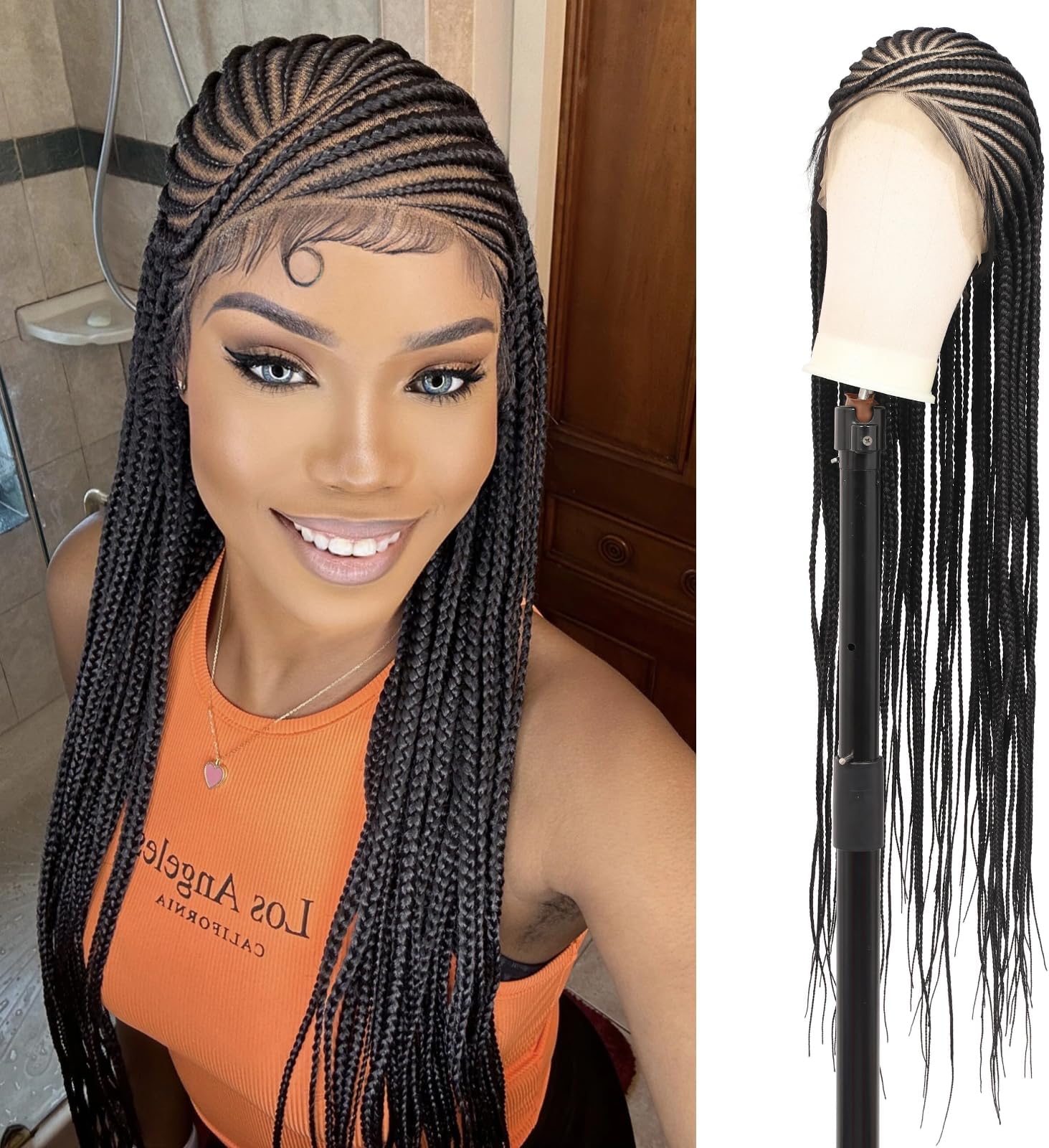 Amazon.com : Brinbea 13X8" HD Lace Front Braided Wigs Cornrow Braided ...
