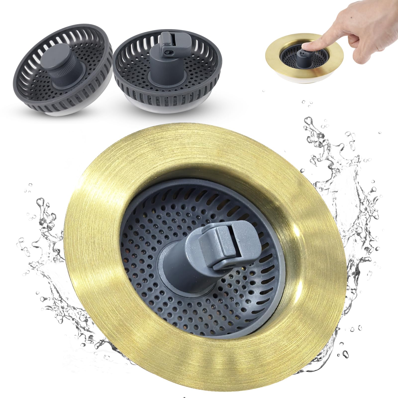 Snapklik.com : Universal Brushed Gold 3 In 1 Kitchen Sink Drain ...