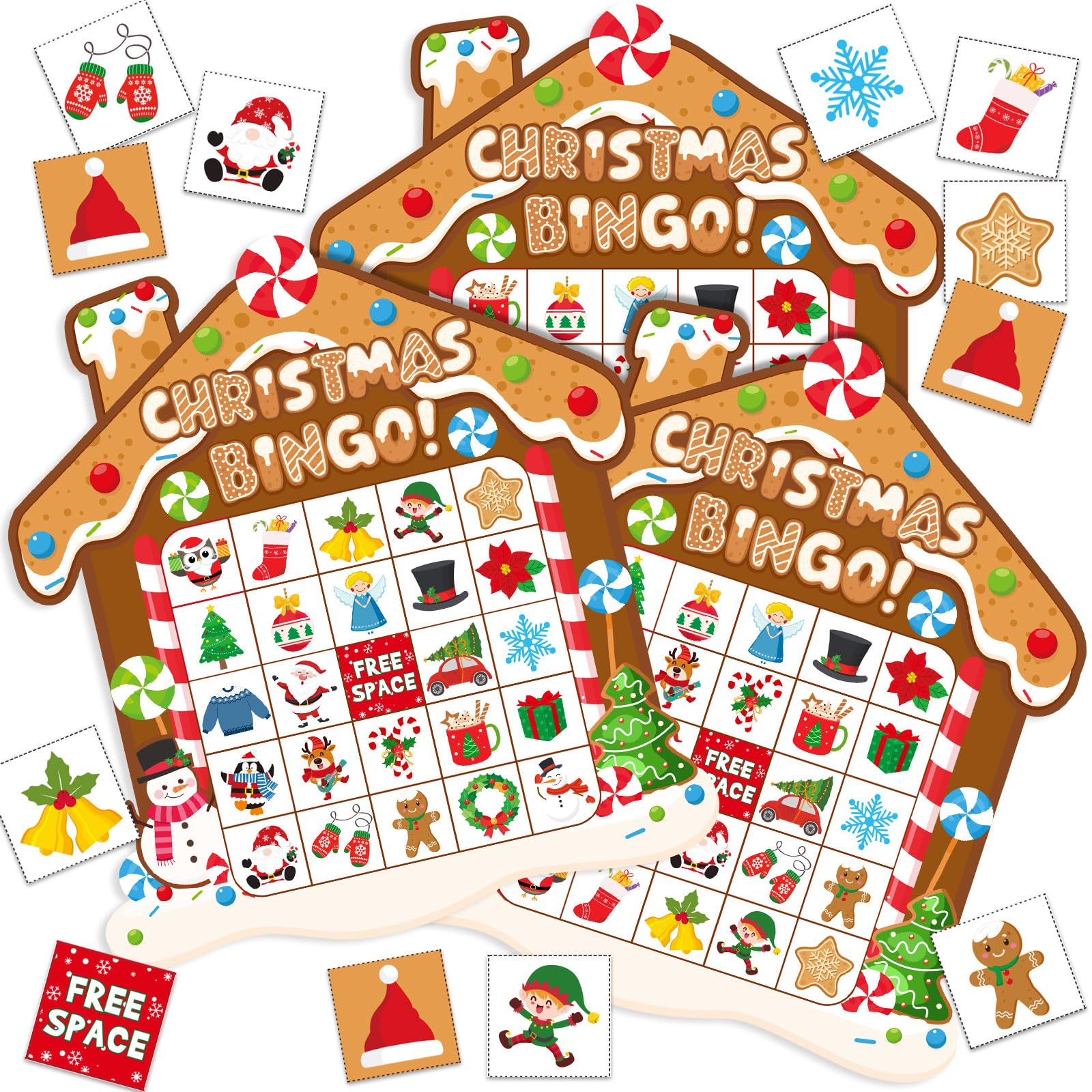 Snapklik.com : Blosssound Christmas Gingerbread Bingo Game 24 Players ...