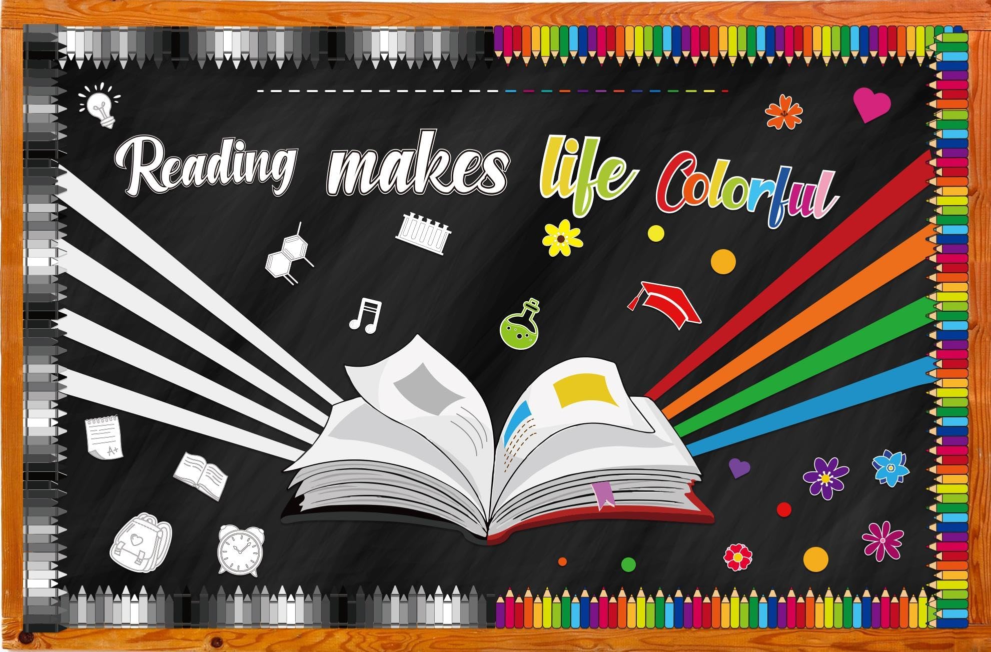 Amazon.com: Reading Bulletin Board Decorations Back to School Open Book ...