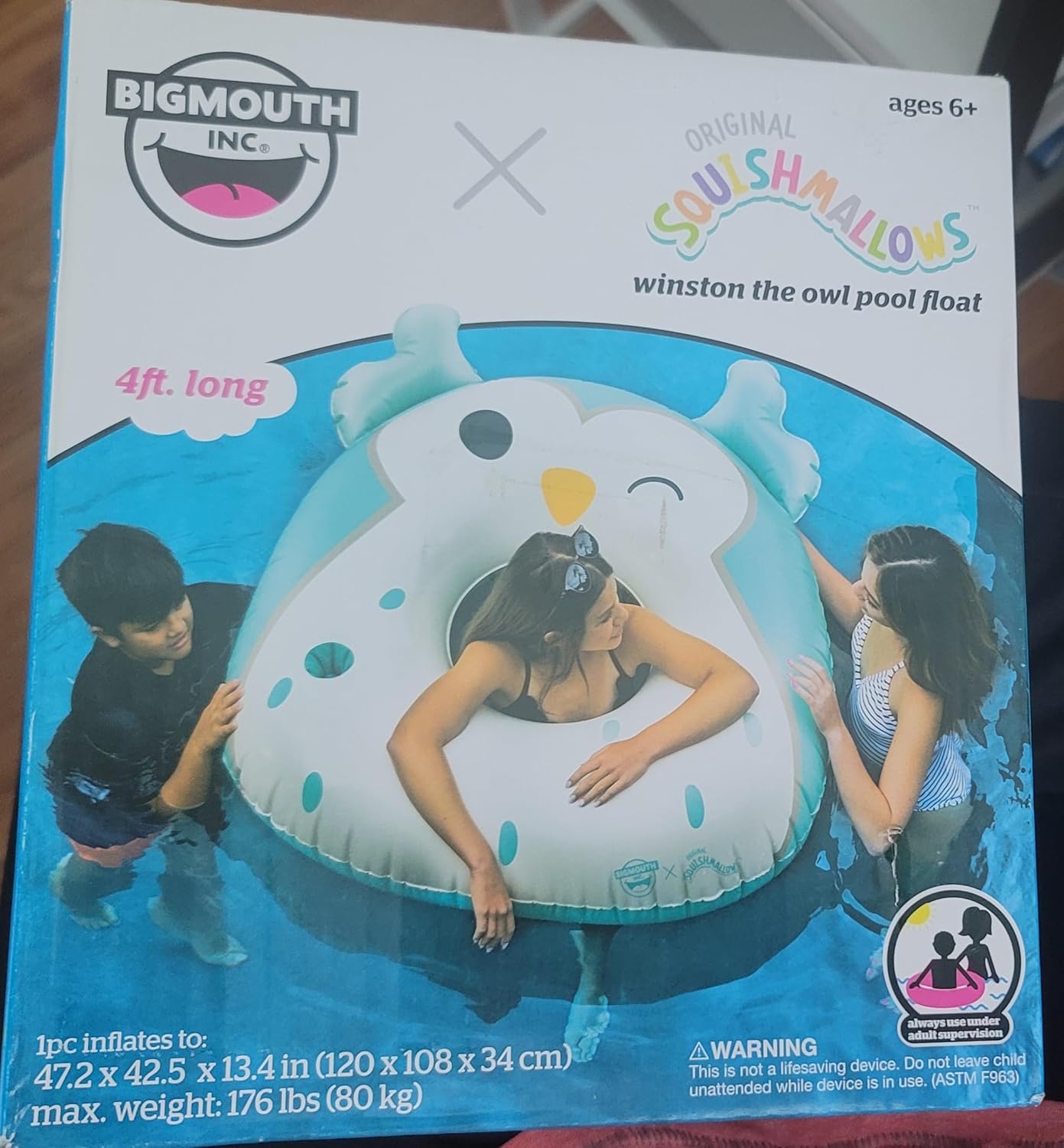 BigMouth SQUISHMALLOWS Winston The OWL Pool Float, Small, PINK : Amazon ...