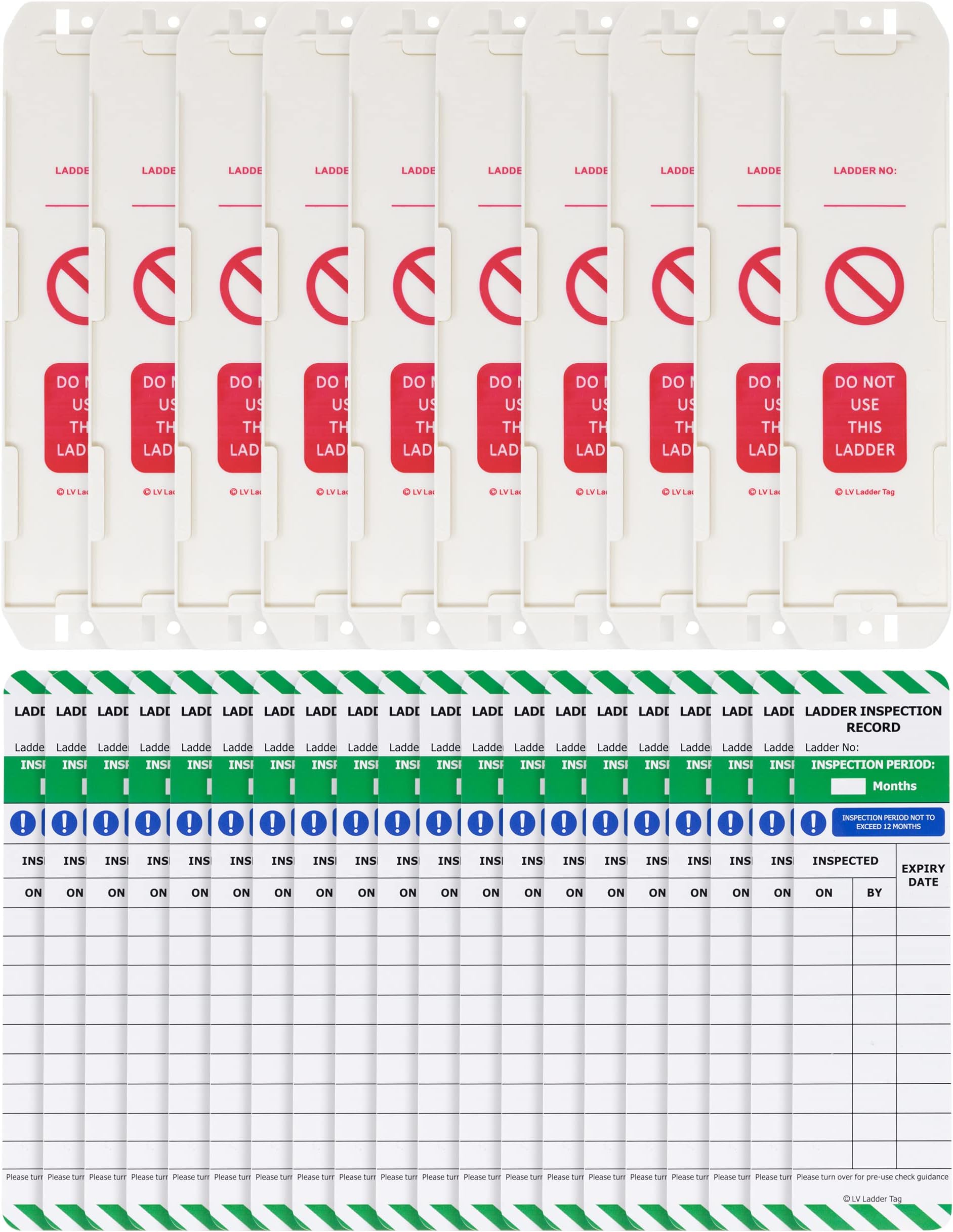 LV Ladder Tags - 10 Holders and 20 Ladder Inspection Tag Inserts - Full ...