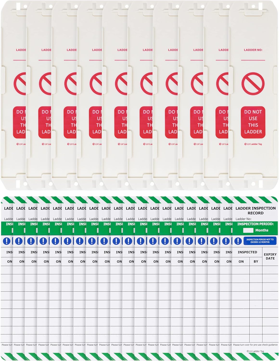 LV Ladder Tags - 10 Holders and 20 Ladder Inspection Tag Inserts - Full ...