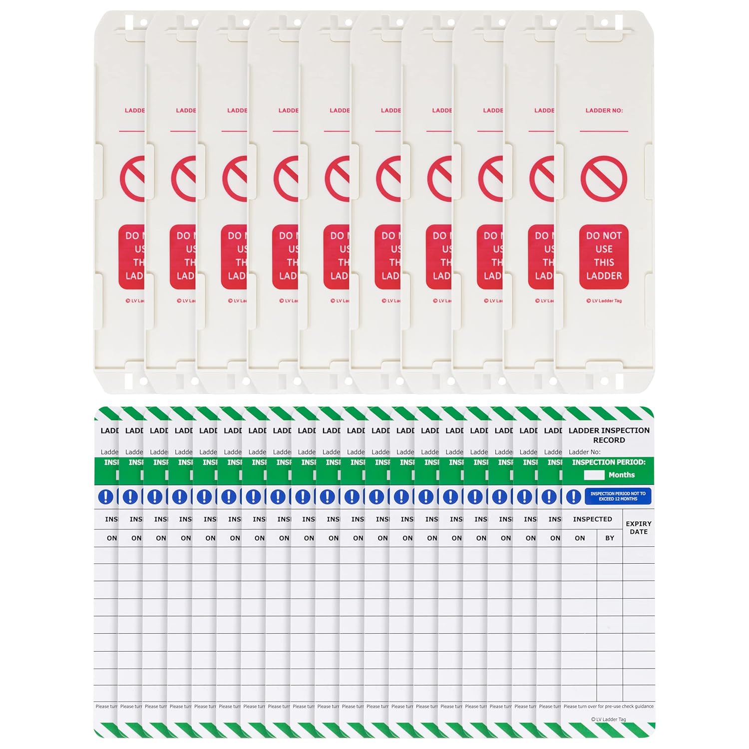 LIVELIFEBETTER® Ladder Tags - 10 Holders and 20 Ladder Inspection Tag ...