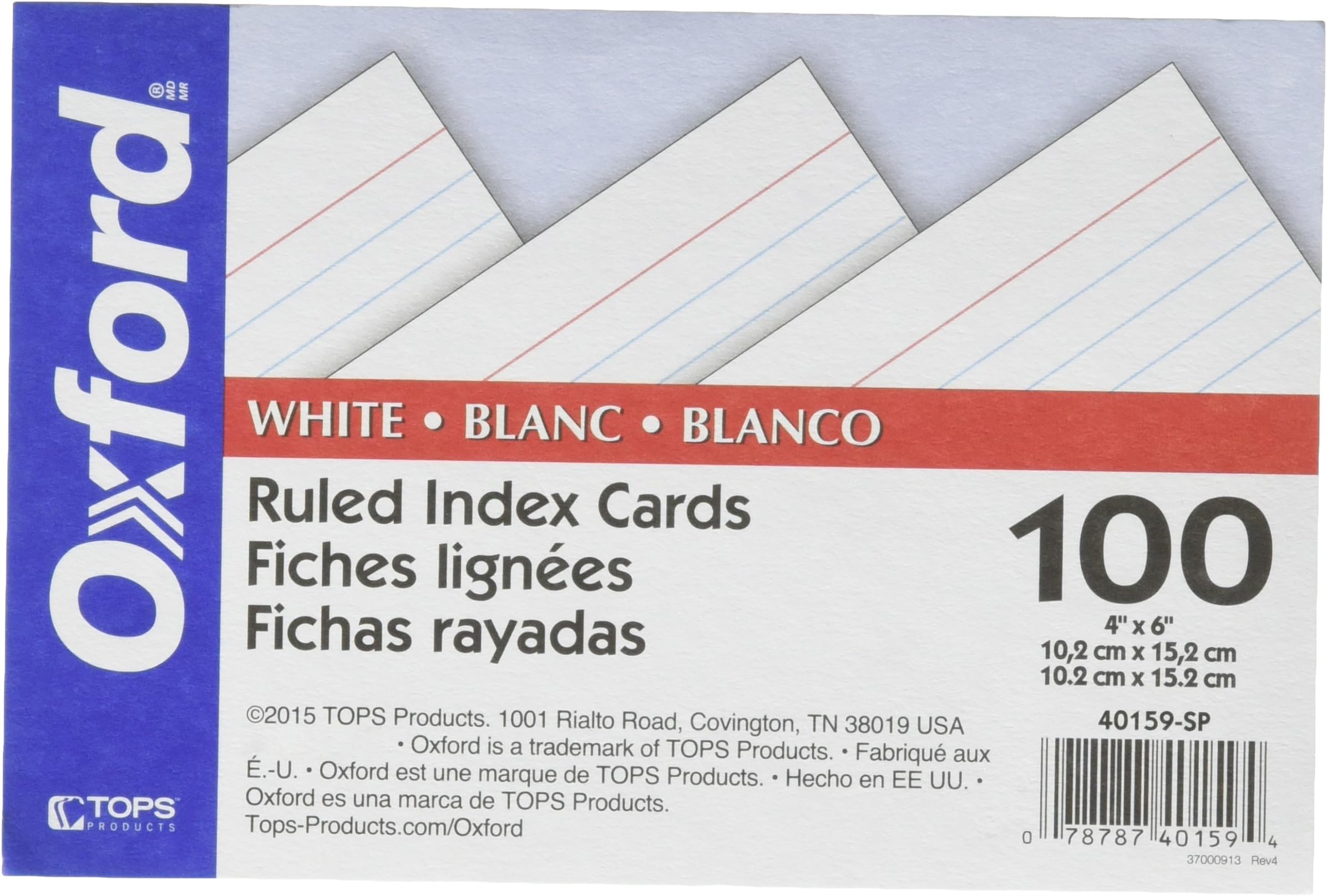 Amazon.com: Oxford Ruled Index Cards, 4" x 6", White, 100 Per Pack ...