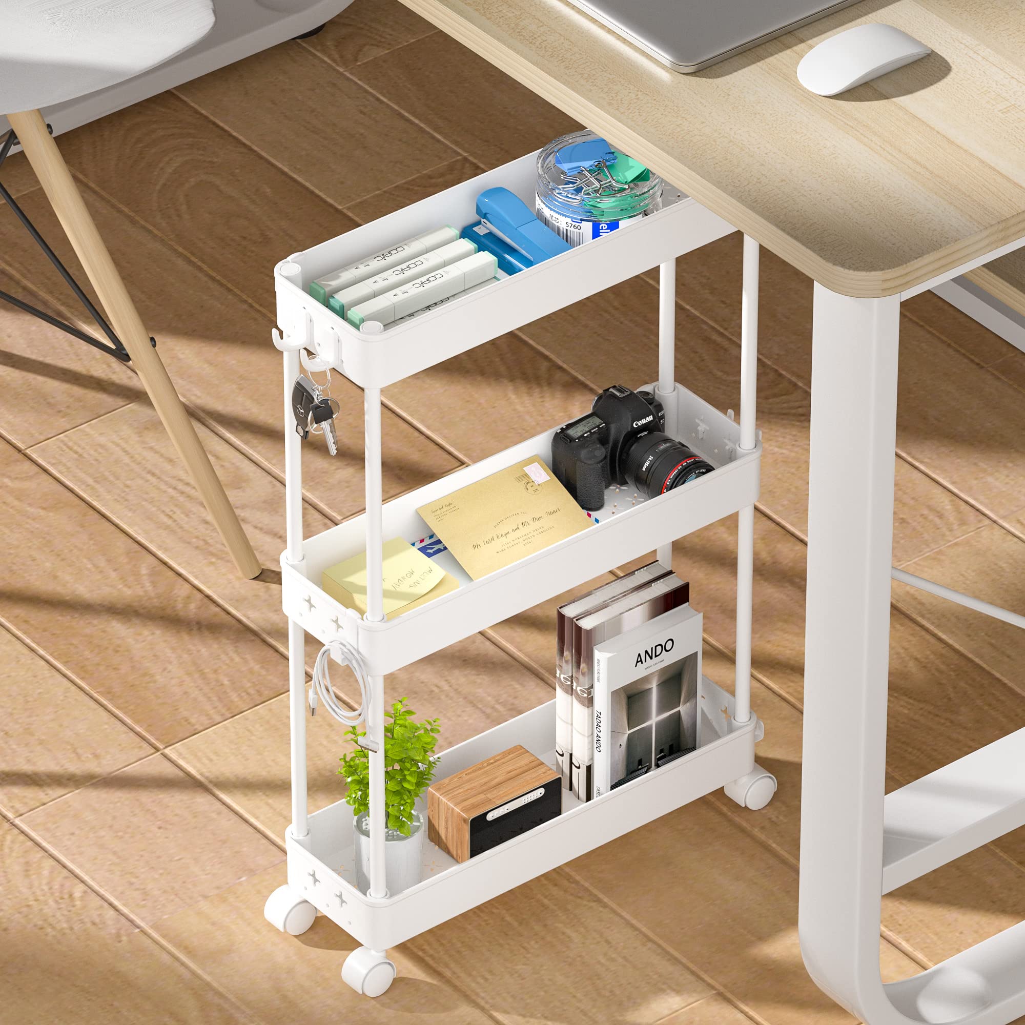 Snapklik.com : 3-Tier Slide Out Storage Cart, Slim Rolling Carts On ...