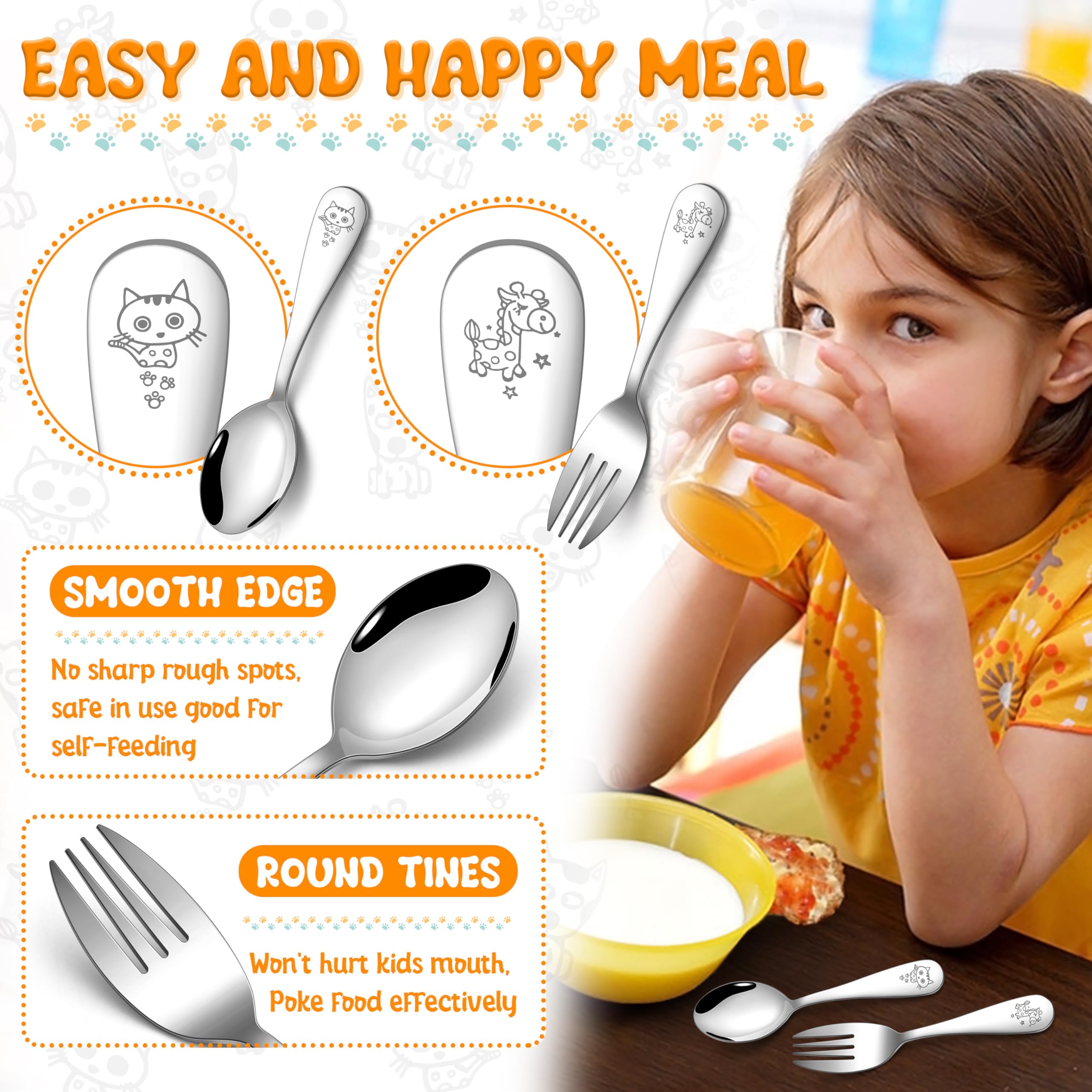 Snapklik.com : 12 Pieces Toddler Utensil Sets, Stainless Steel Kids ...