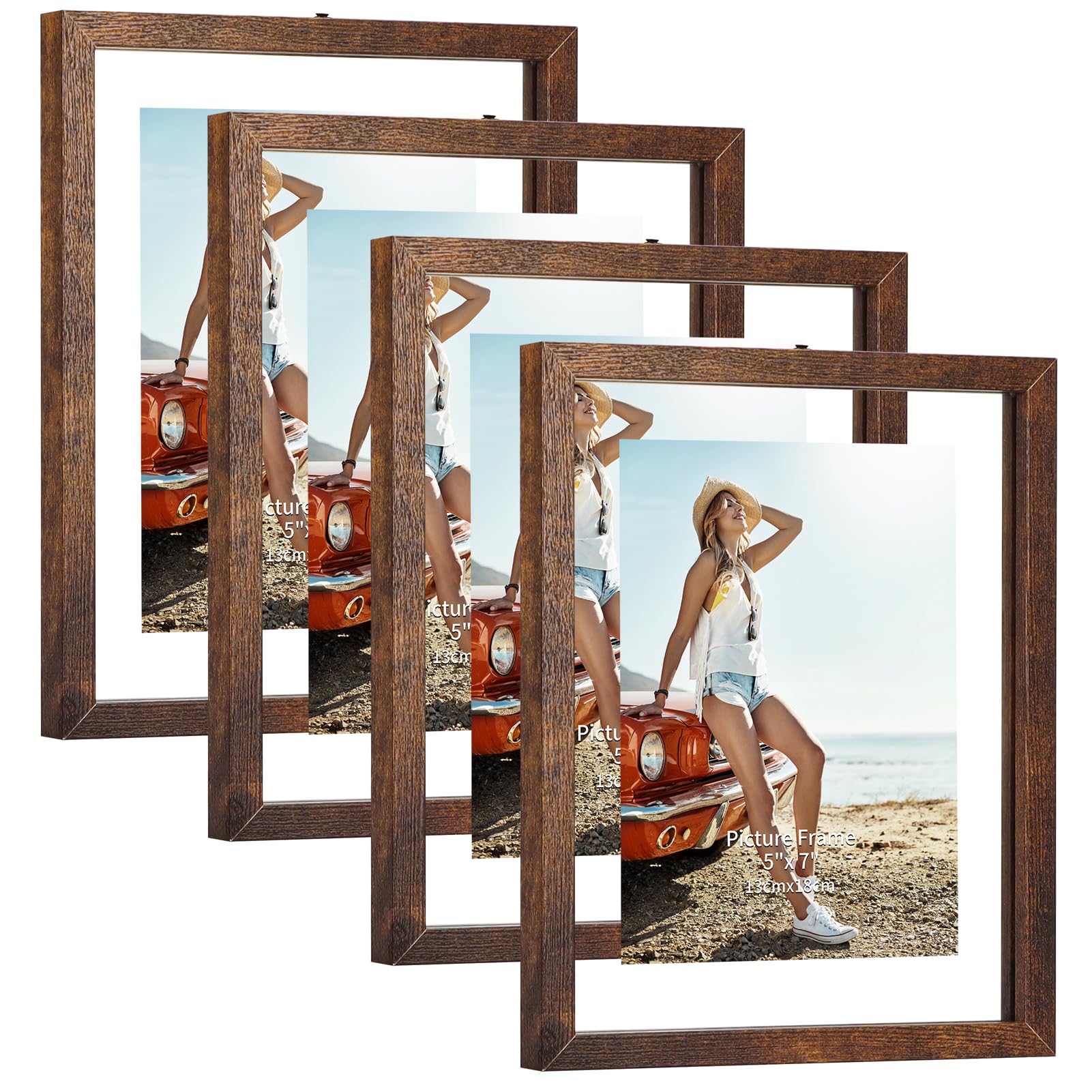 Amazon.com - Trwcrt 5x7 Picture Frame Set of 4, Double Glass Floating ...
