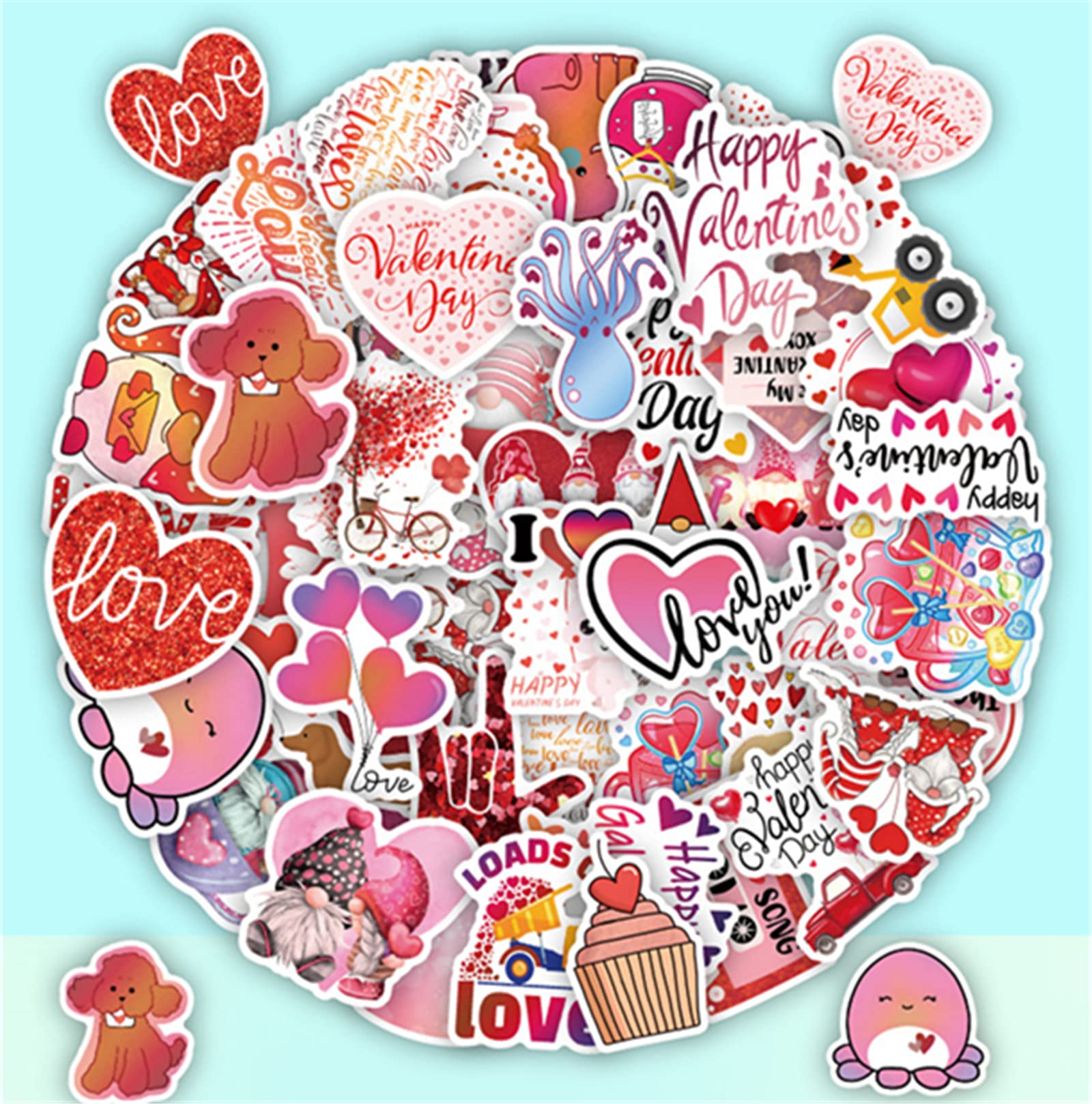 Laptop Decoration Stickers 50 Pcs Valentine's Day Stickers - Waterproof ...