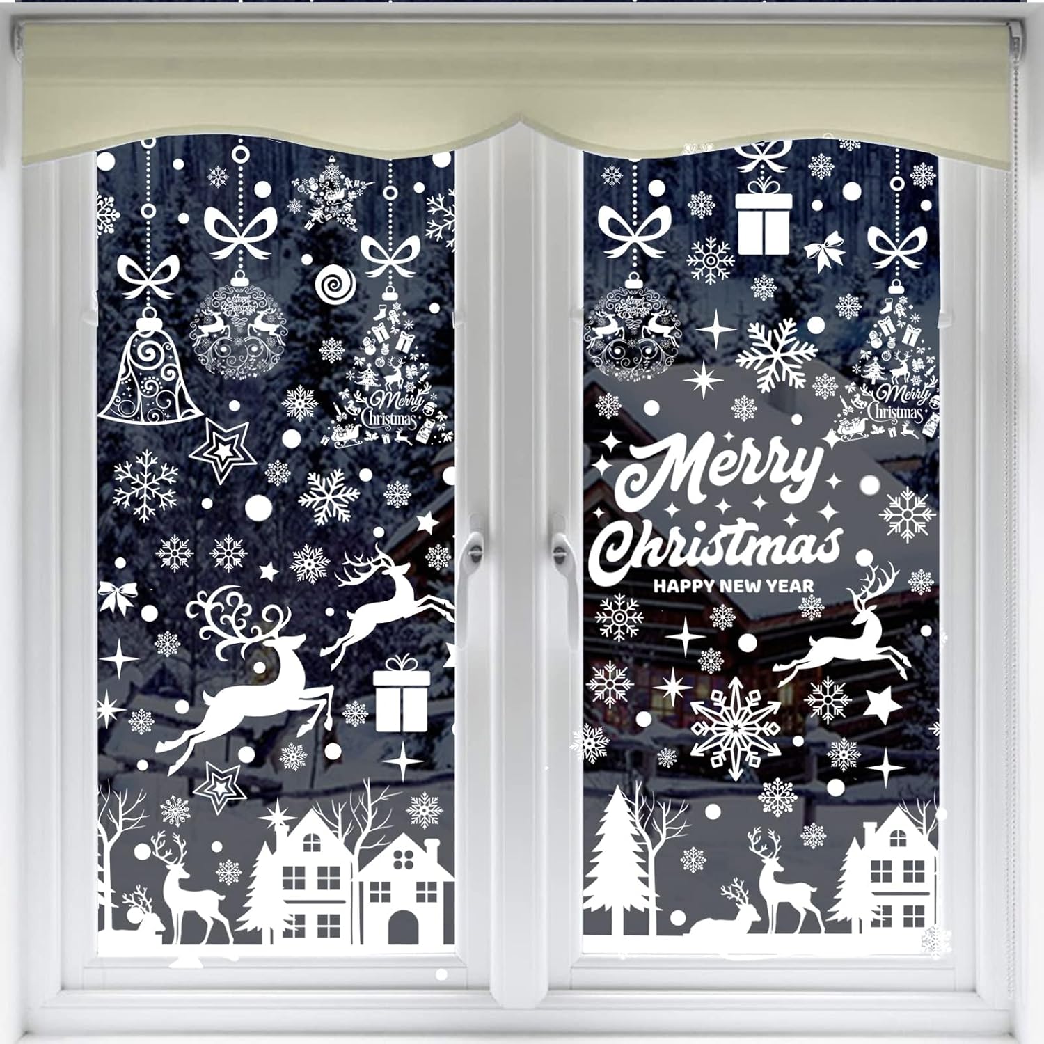 193PCS Christmas Window Stickers, Double Sided Xmas Window Sticker ...
